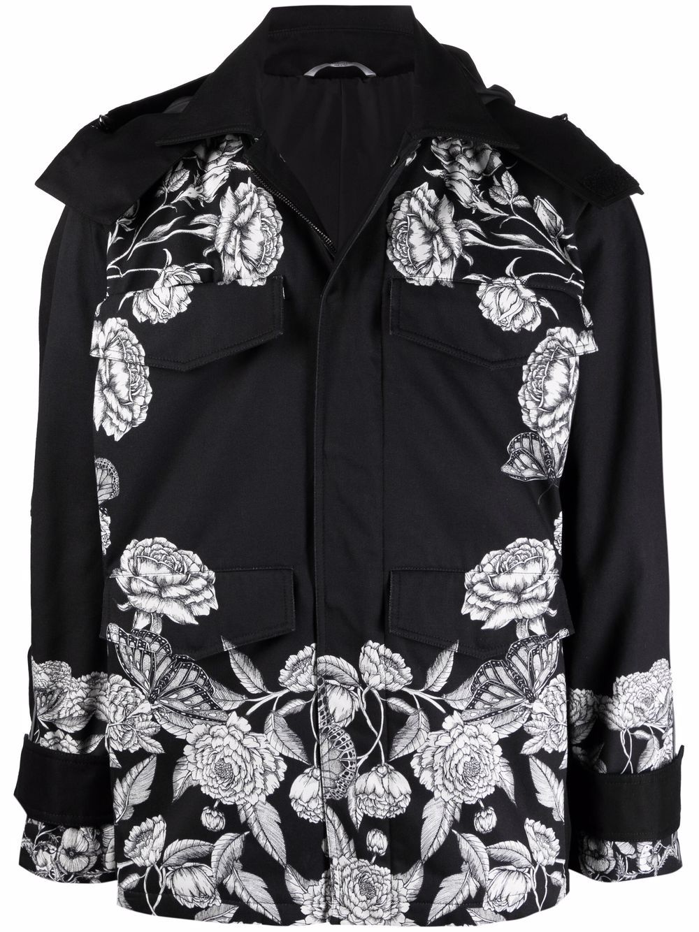 VALENTINO Dark Blooming-Print Hooded Jacket