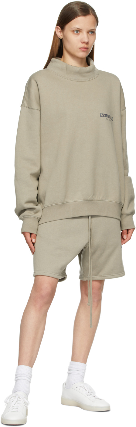 Essentials Grey Pullover Mock Neck Sweatshirt - Moss | Editorialist