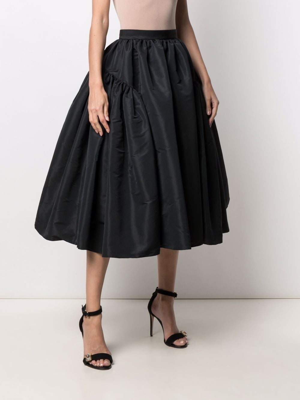 Alexander Mcqueen High-Waisted Full Midi Skirt - Black | Editorialist