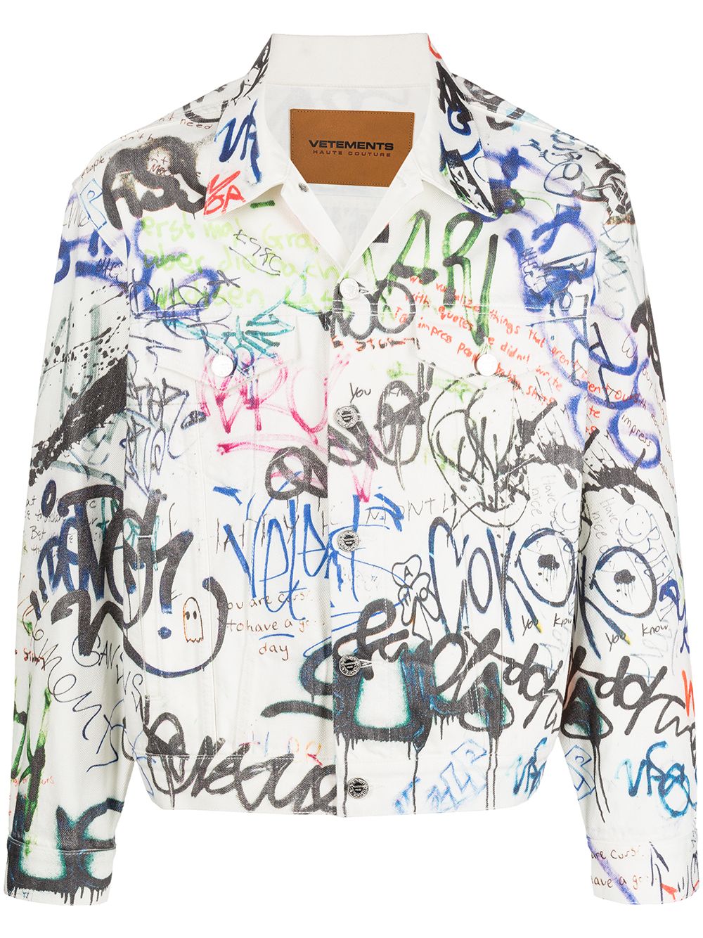 Buy Vetements Graffiti Denim Jacket - White At 60% Off | Editorialist
