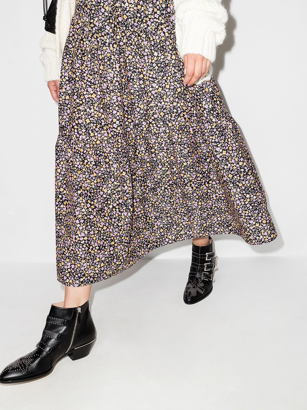 CHLOÉ Chloé Susanna Ankle Boot with Silver-Tone Studs and Buckle Fastening