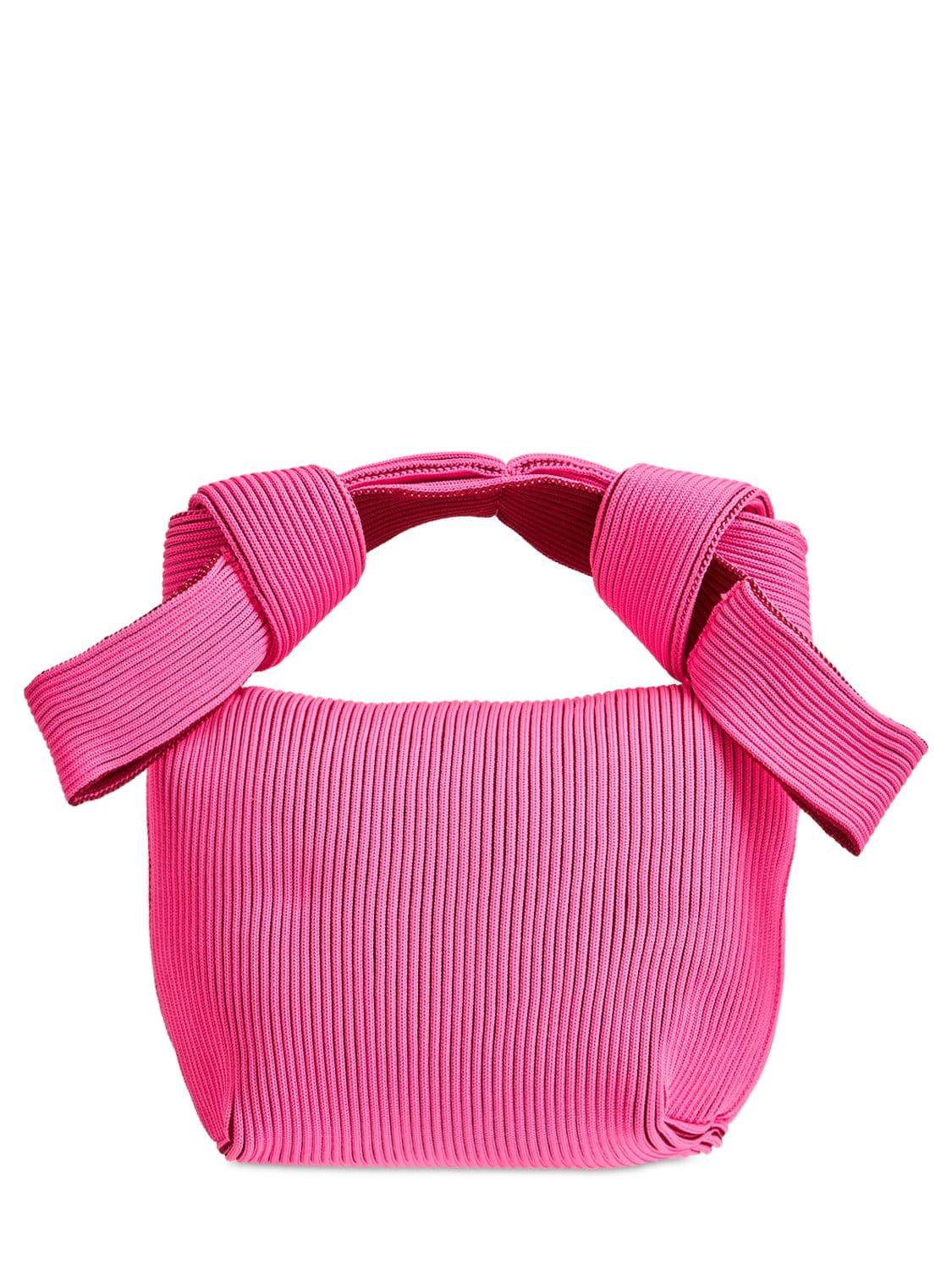 Lastframe Two Tone Rib-Knit Obi Top Handle Bag - Pink Lastframe Two Tone Rib-Knit Obi Top Handle Bag - Pink