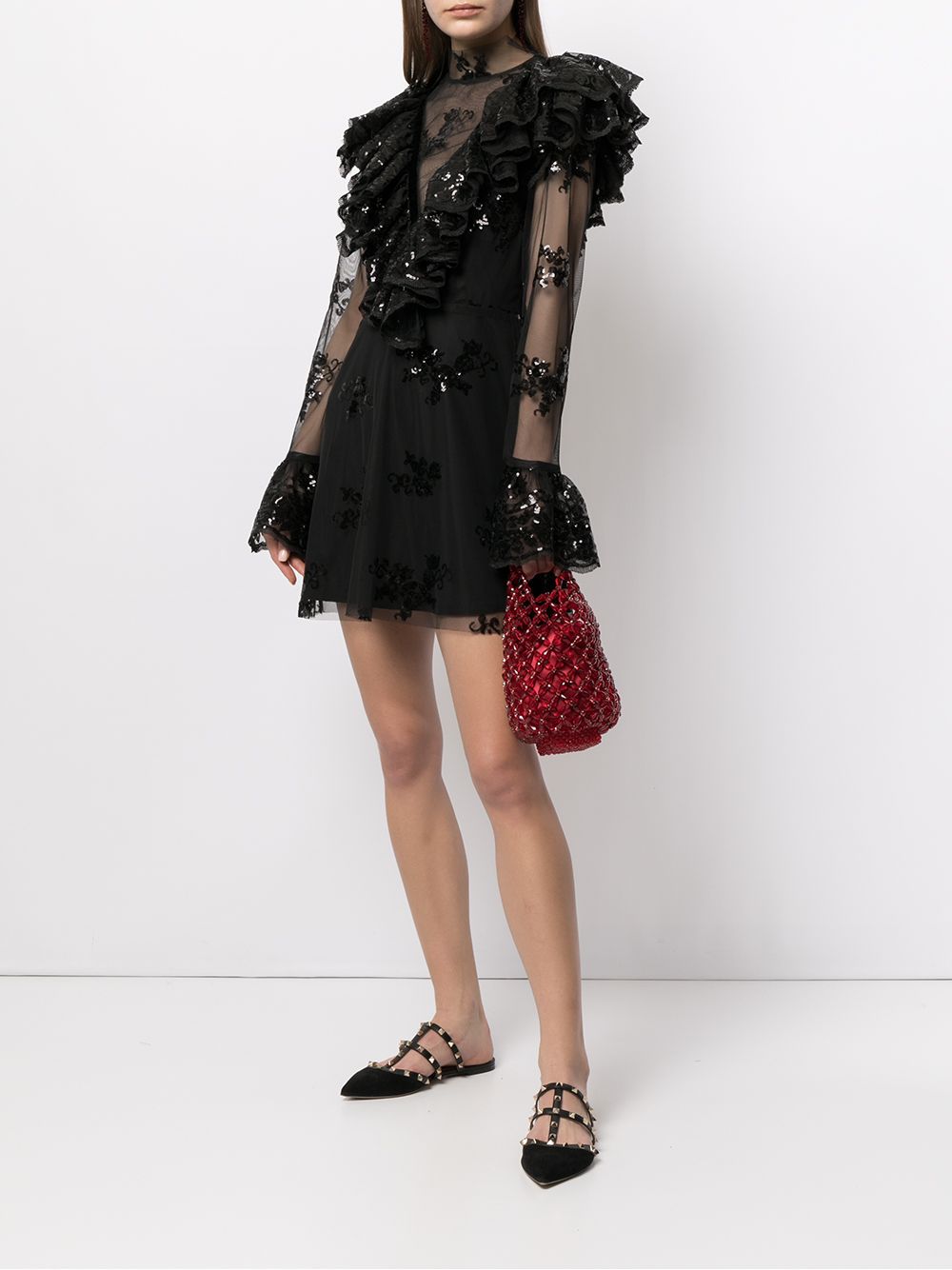 MACGRAW Macgraw Sheer Panel Sequin Mini Dress