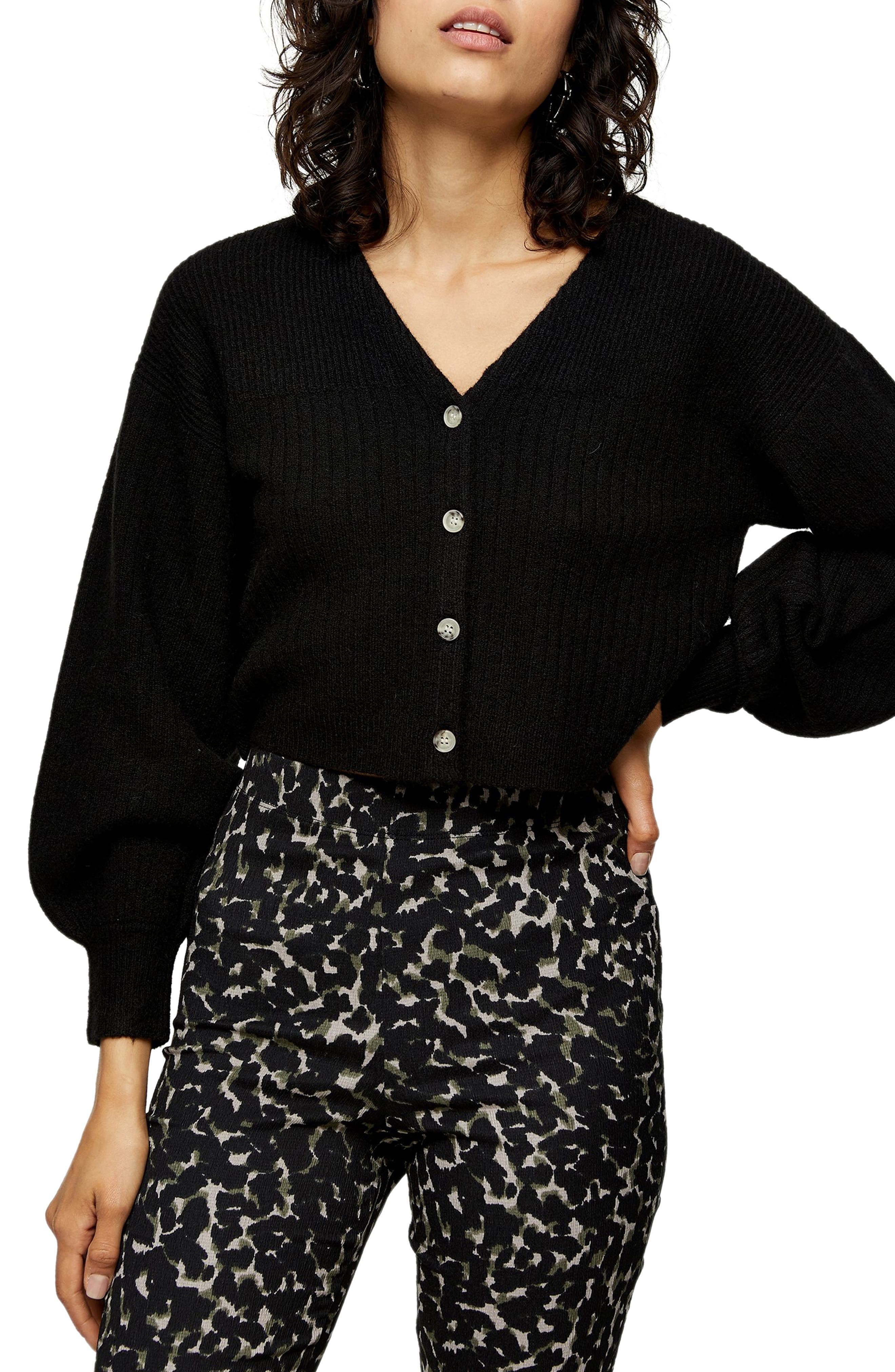 balloon sleeve cardigan cropped