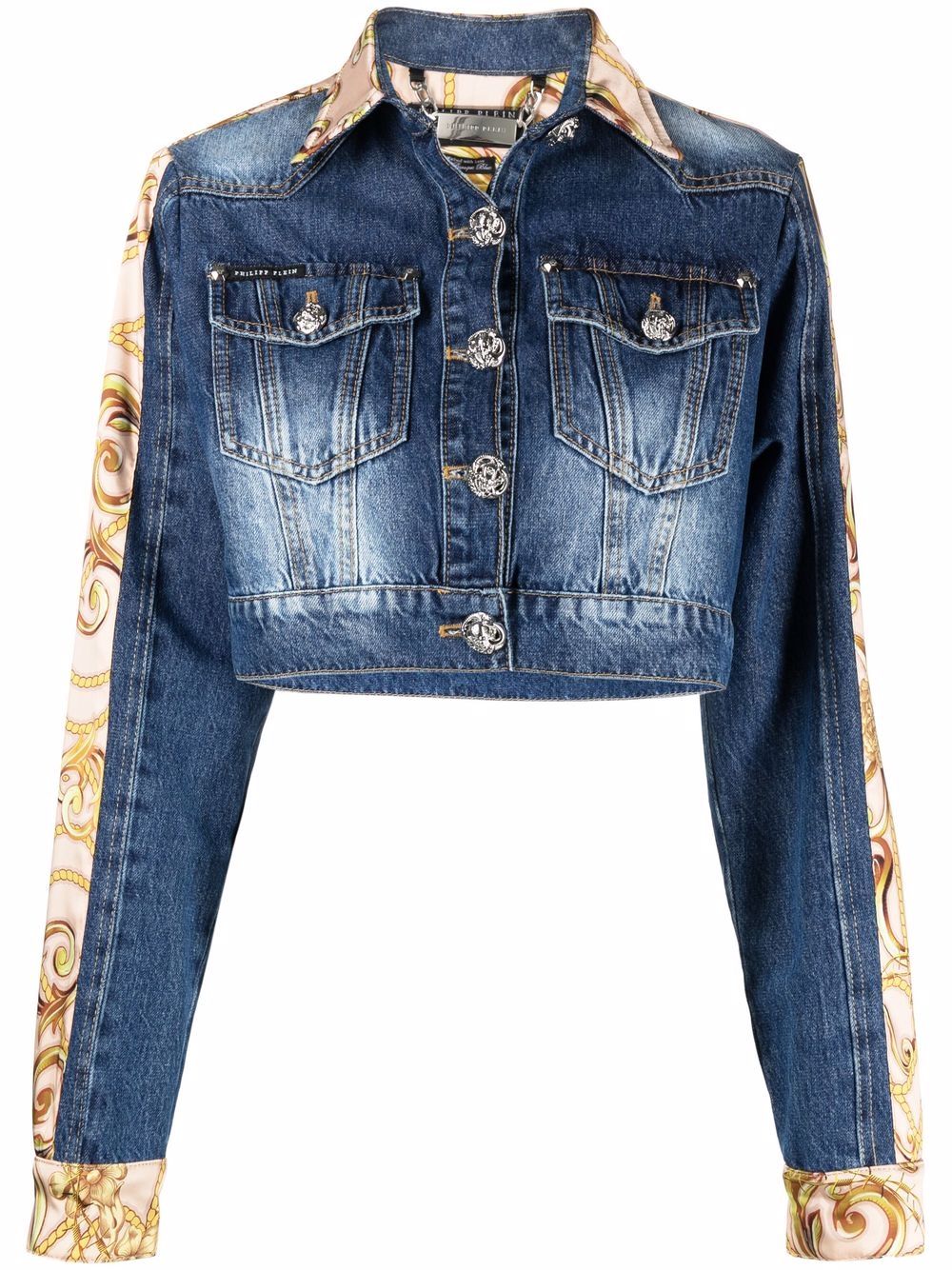 PHILIPP PLEIN Philipp Plein baroque-print cropped denim jacket