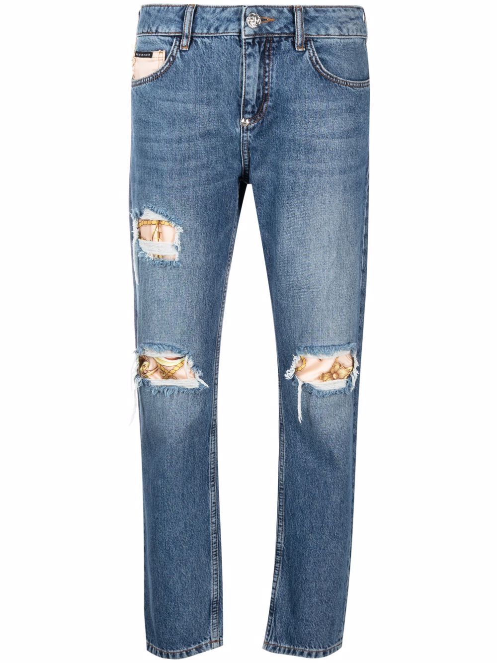 PHILIPP PLEIN Philipp Plein baroque-print cropped denim jacket