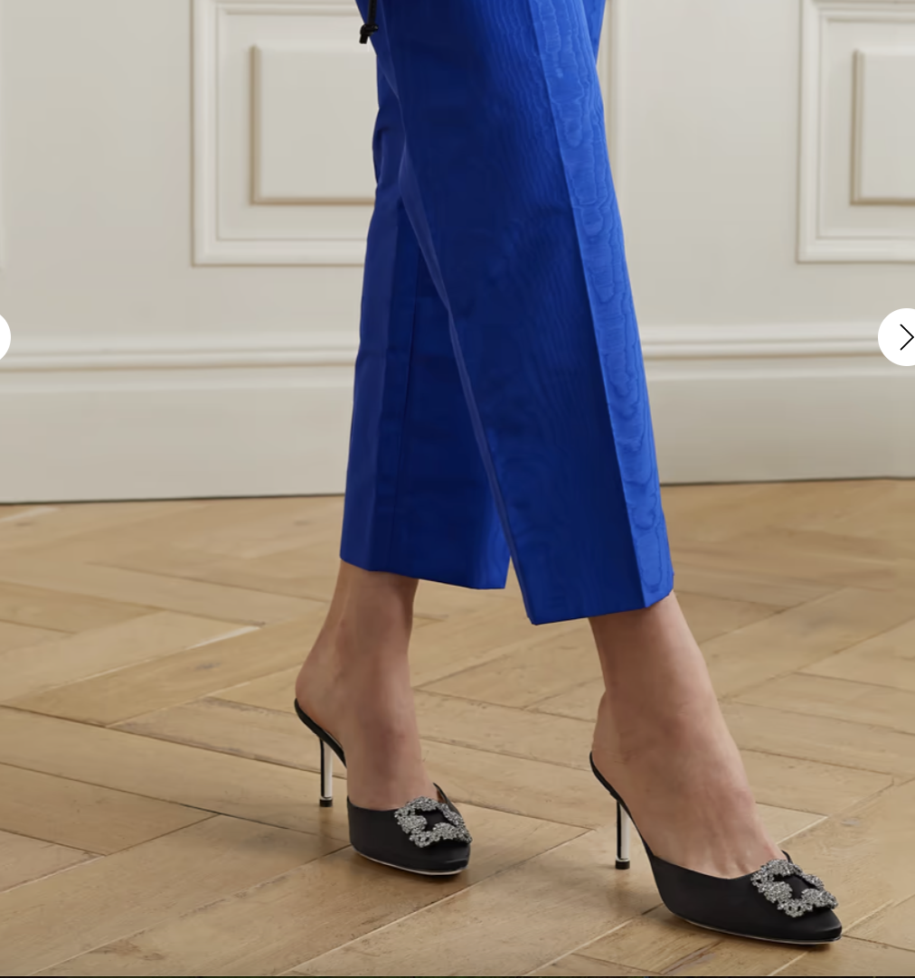 MANOLO BLAHNIK Manolo Blahnik Hangisimu 70 Embellished Satin Mules