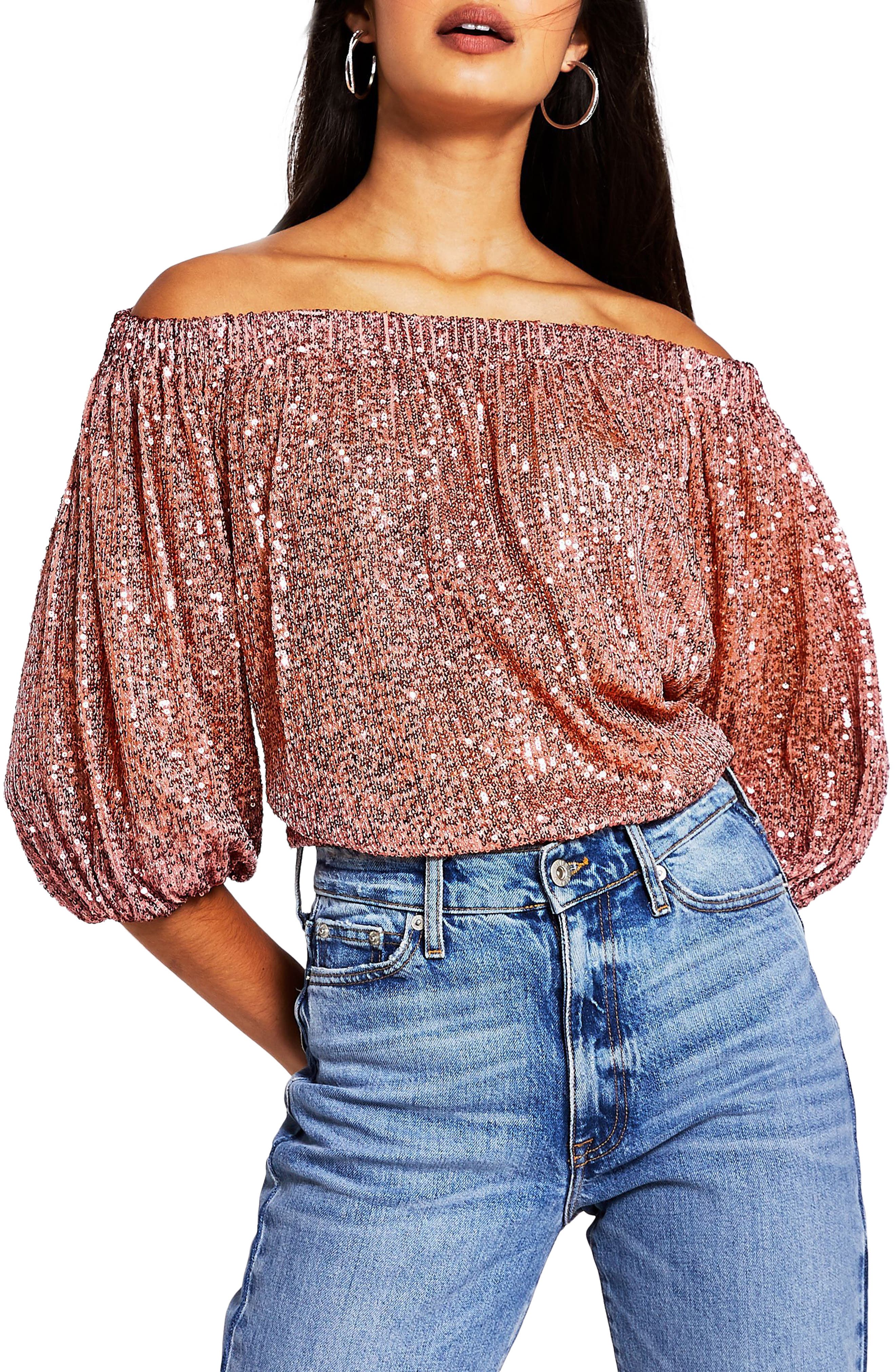 Sparkly bardot top Clearance