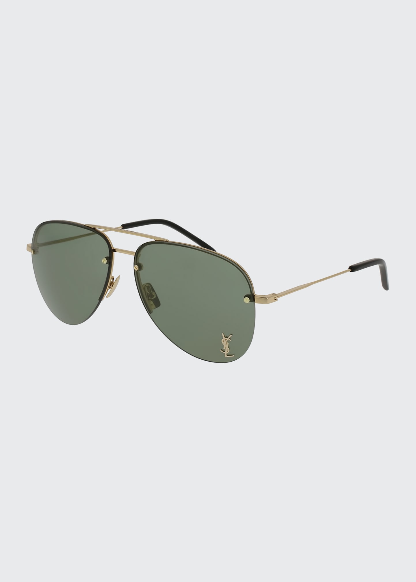 Saint Laurent Classic 11 Aviator Sunglasses - Gold/Green 