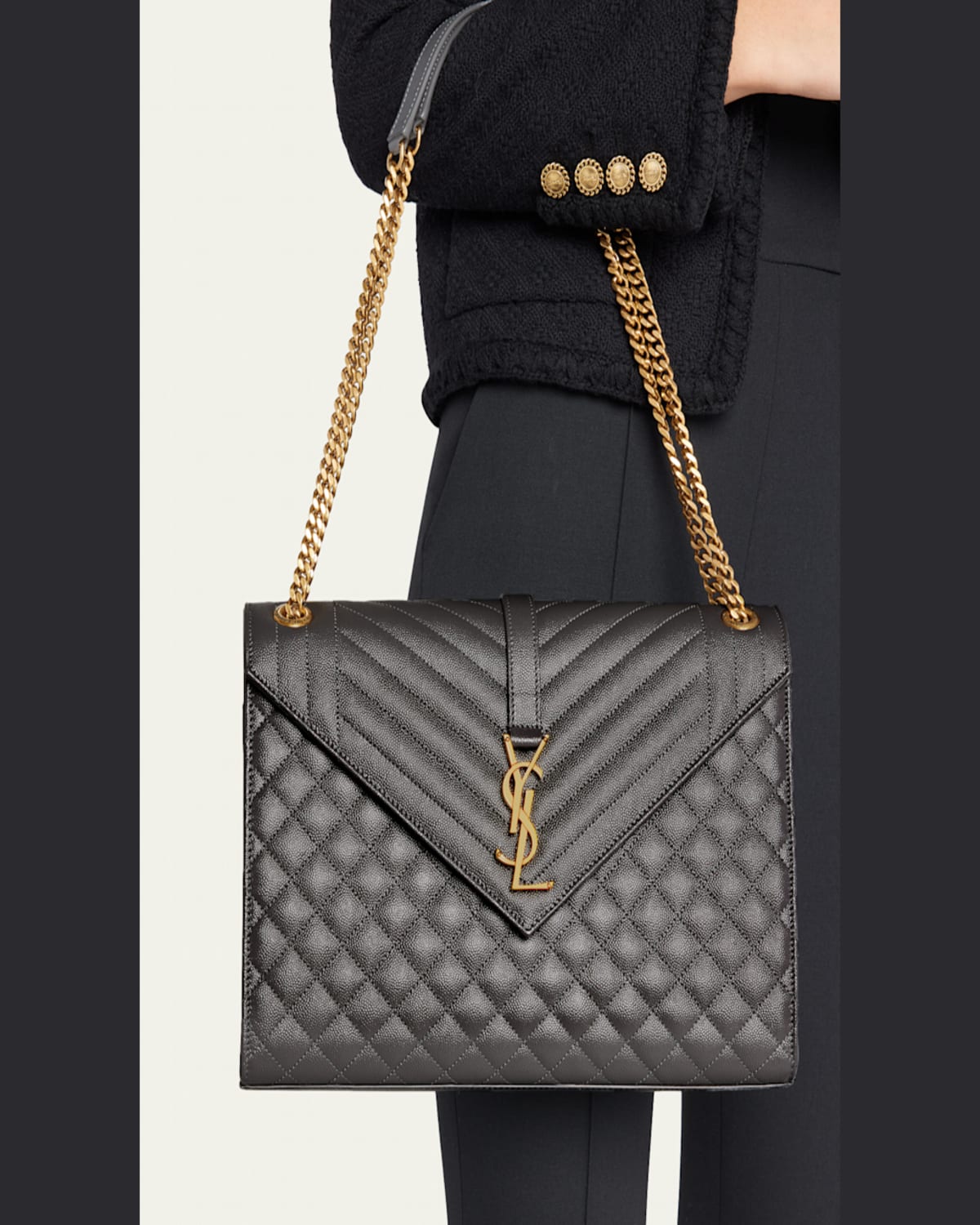 Silver Hardware Ysl Large Envelope Clutch Saint Laurent Envelope