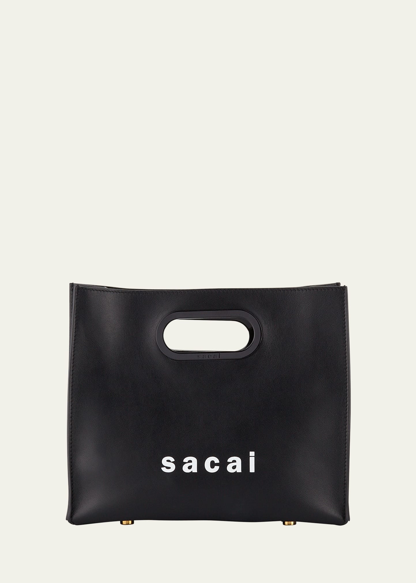 Sacai Small Leather Shopper Tote Bag - Black | Editorialist