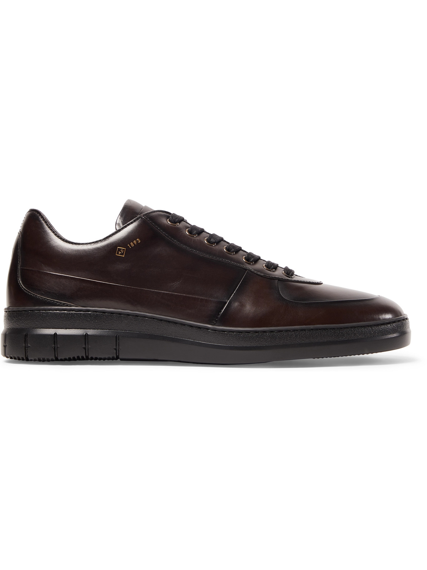 Dunhill Duke Polished-Leather Sneakers In Brown - 60% Off 