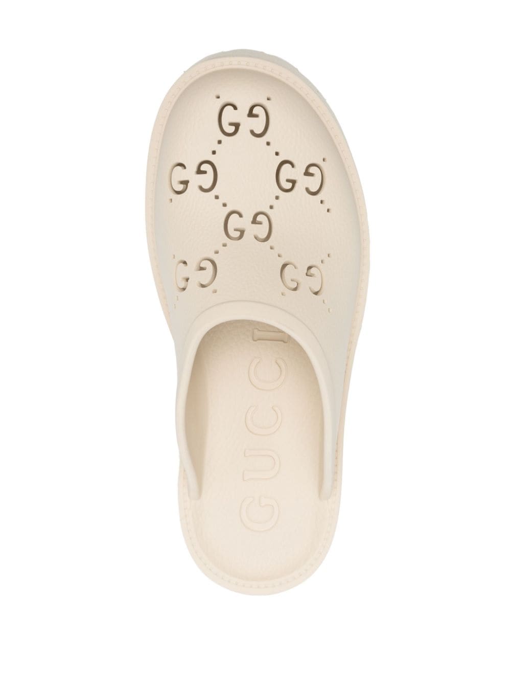 Gucci Cream Perforated GG Clog Slides GUCCI GG-Perforated Rubber Clogs | endource main image 4