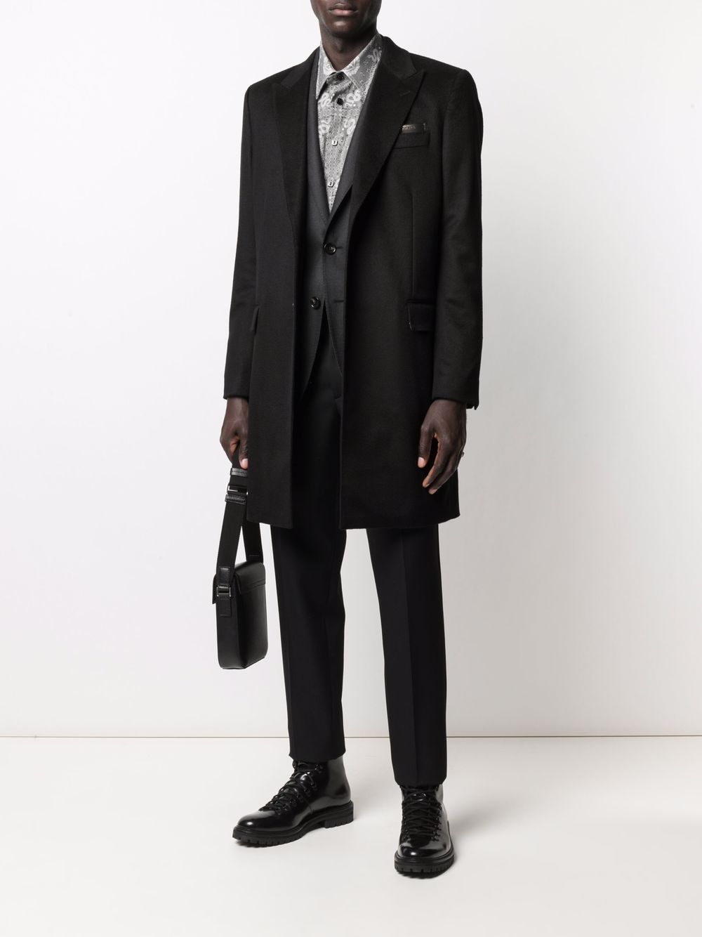 BILLIONAIRE Logo Single-Breasted Cashmere Coat