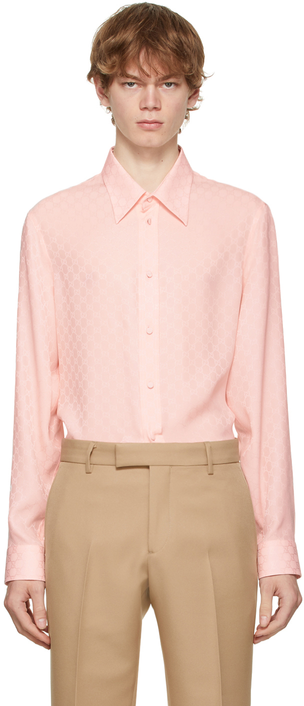 Gucci Pink Silk Gg Shirt 5877 Pink Lemonade Editorialist