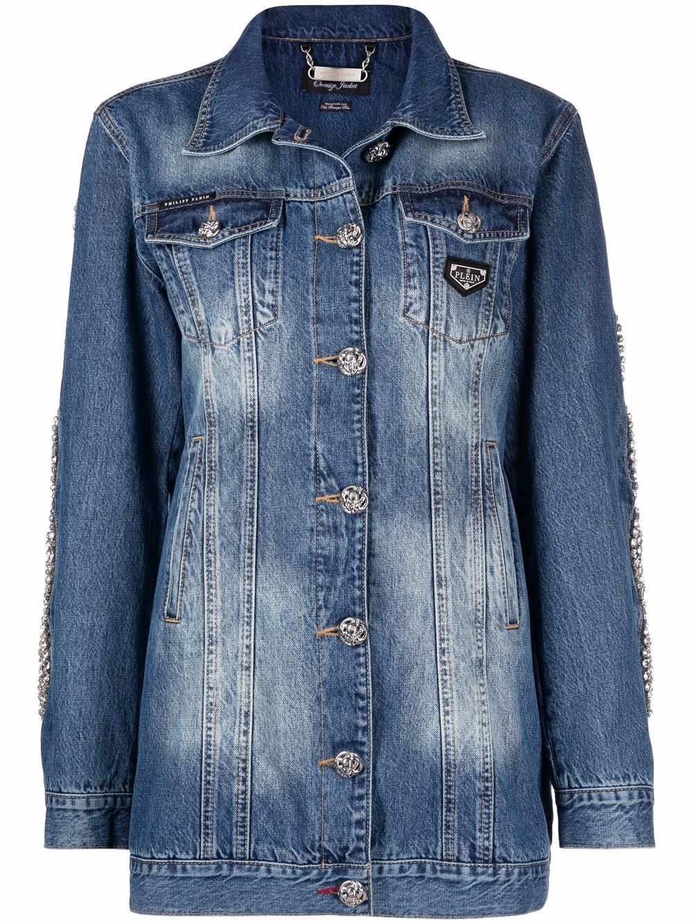 PHILIPP PLEIN Crystal-Embellished Denim Jacket