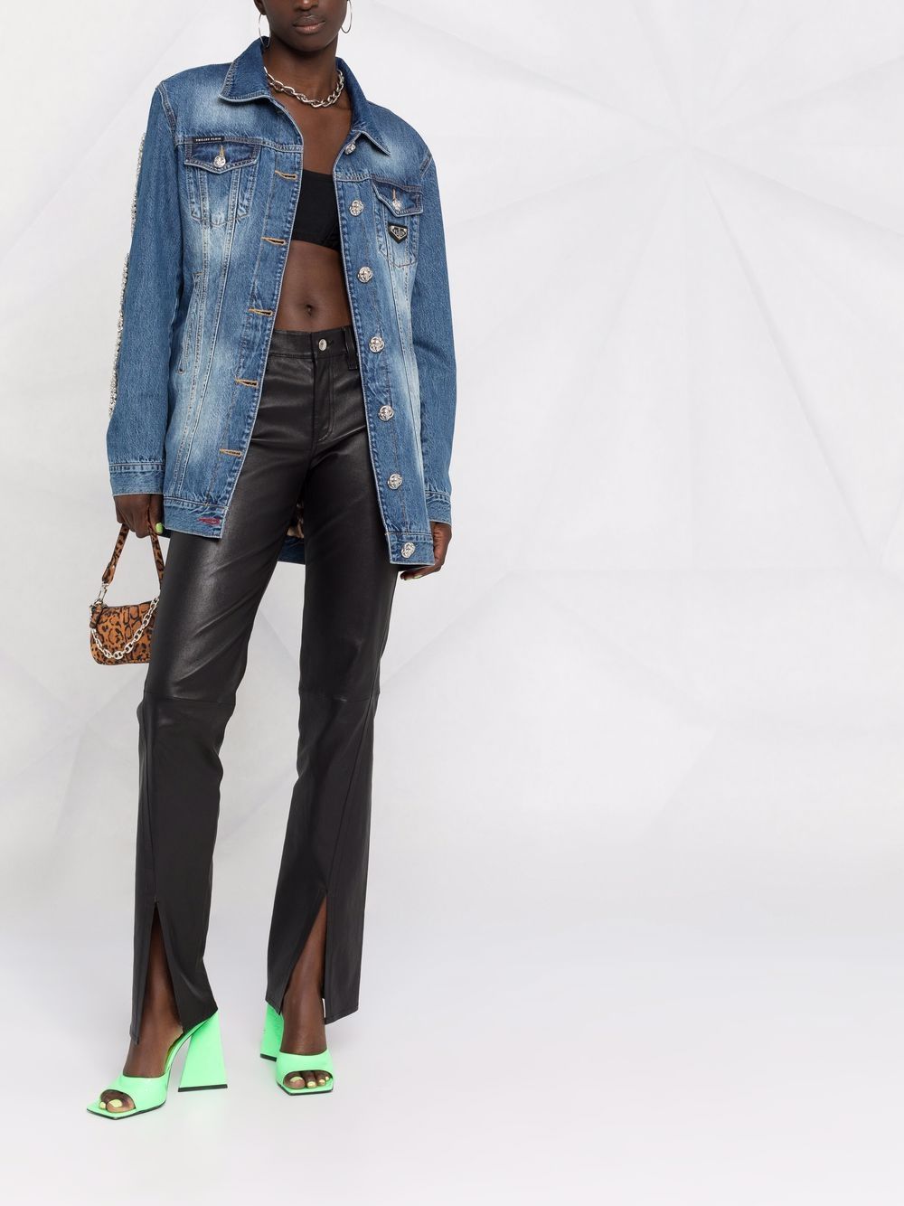 PHILIPP PLEIN Crystal-Embellished Denim Jacket