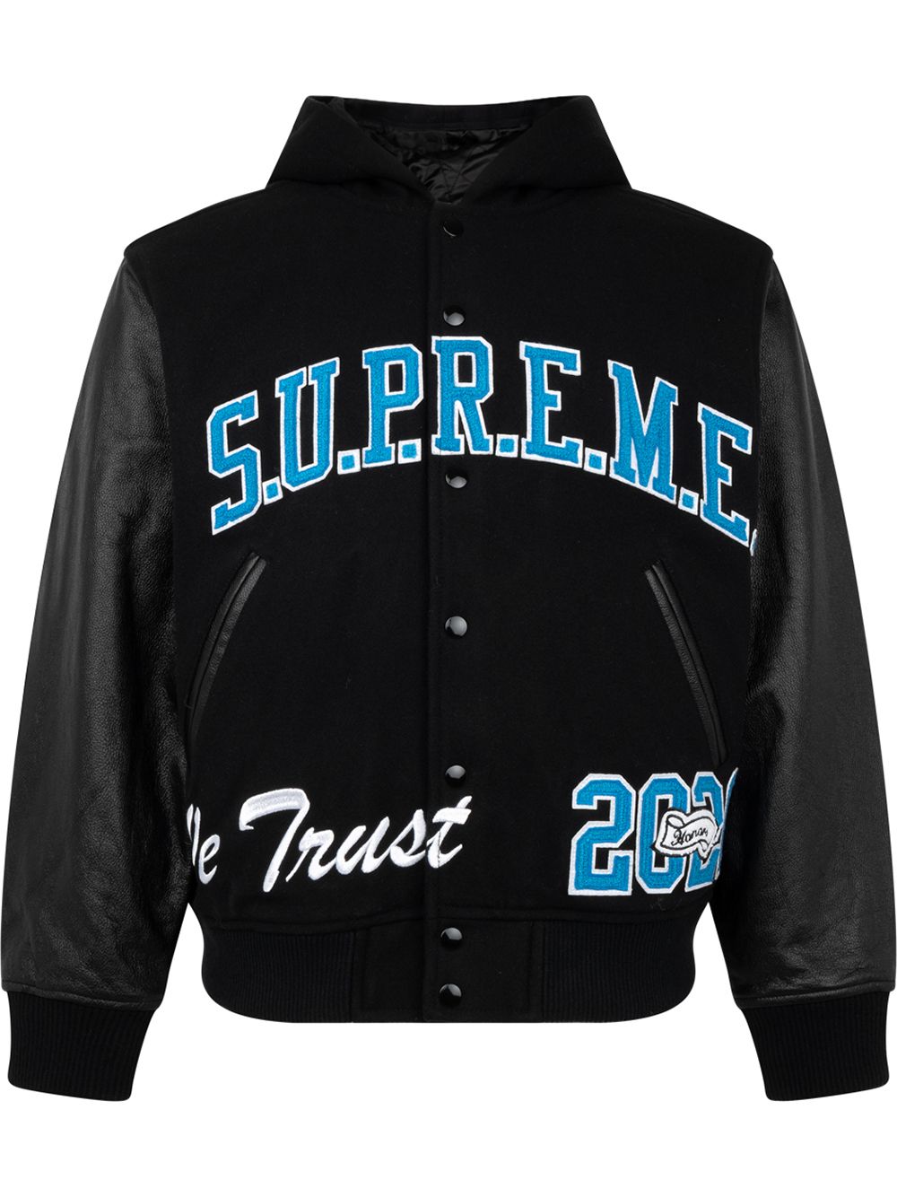 Supreme King Hooded Varsity Jacket - Black | Editorialist