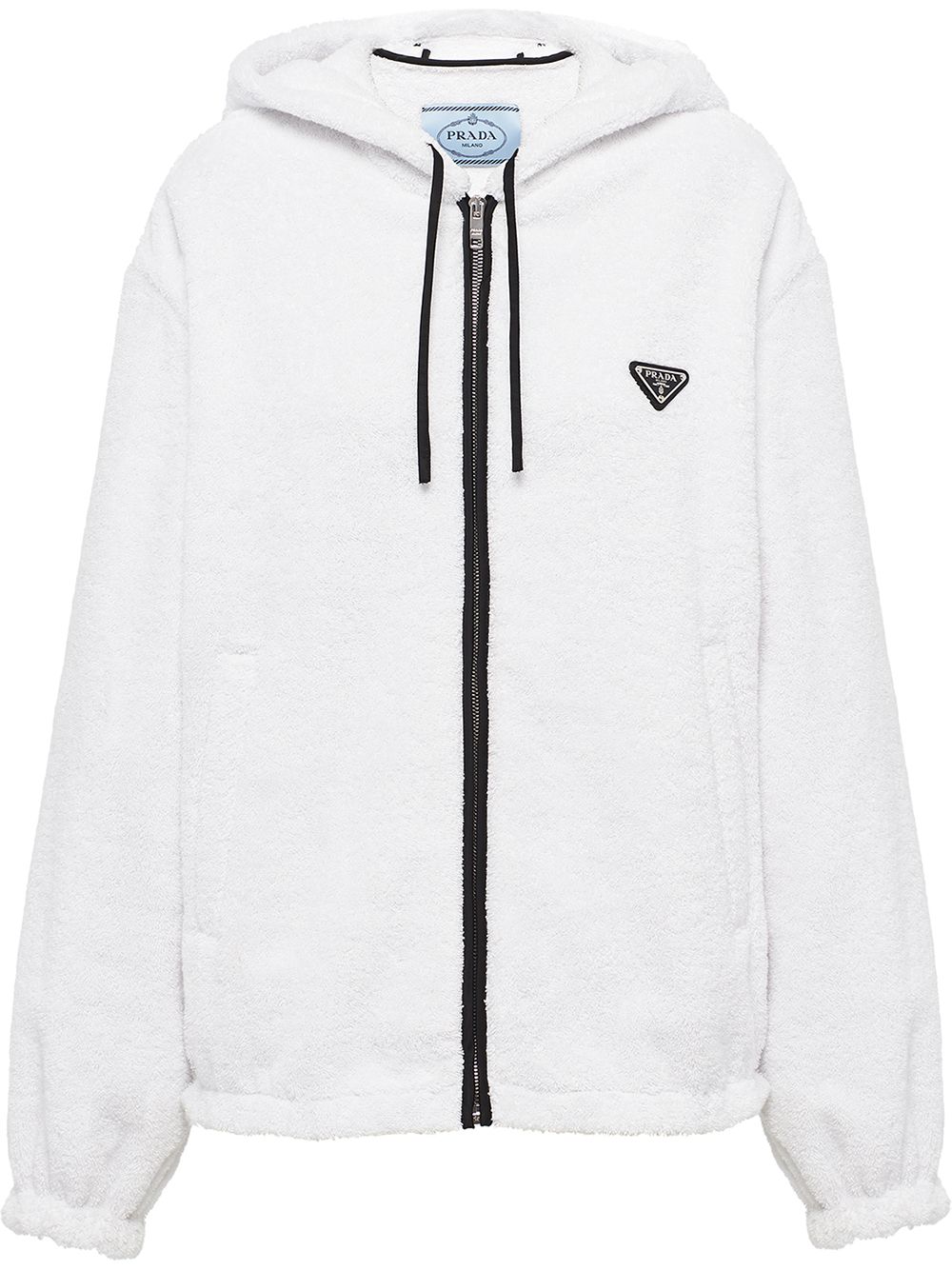 Prada Terry-Cloth Zip-Up Hoodie - White | Editorialist
