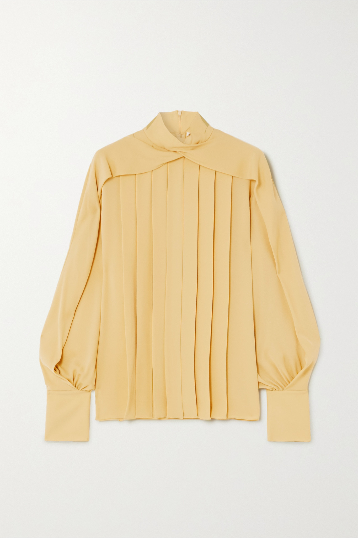 The Row Gilia Pleated Silk Crepe De Chine Blouse In Yellow - 60 