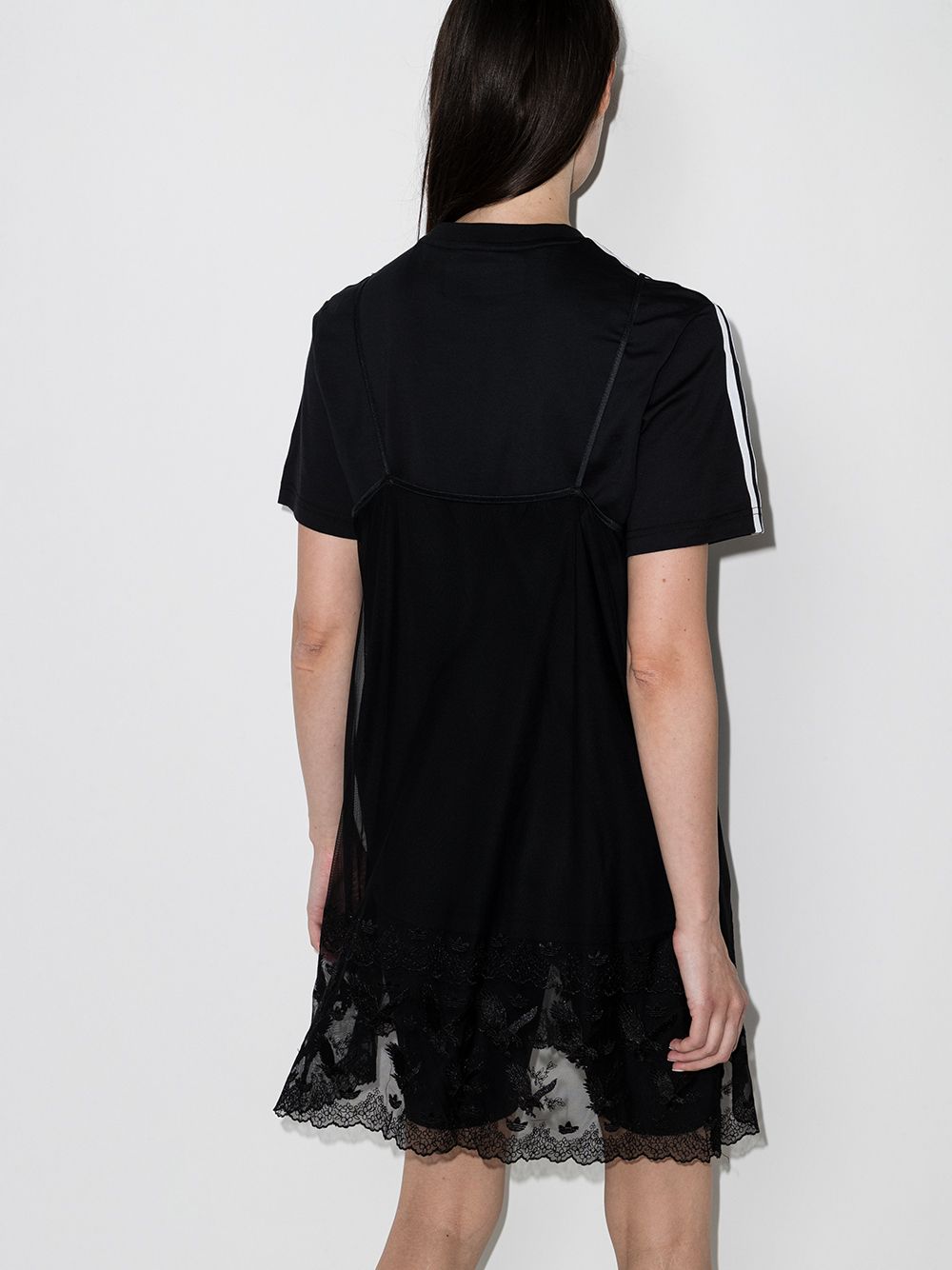 adidas lace trim dress adidas Originals Lace Trim Short Sleeve Tee Dress Black
