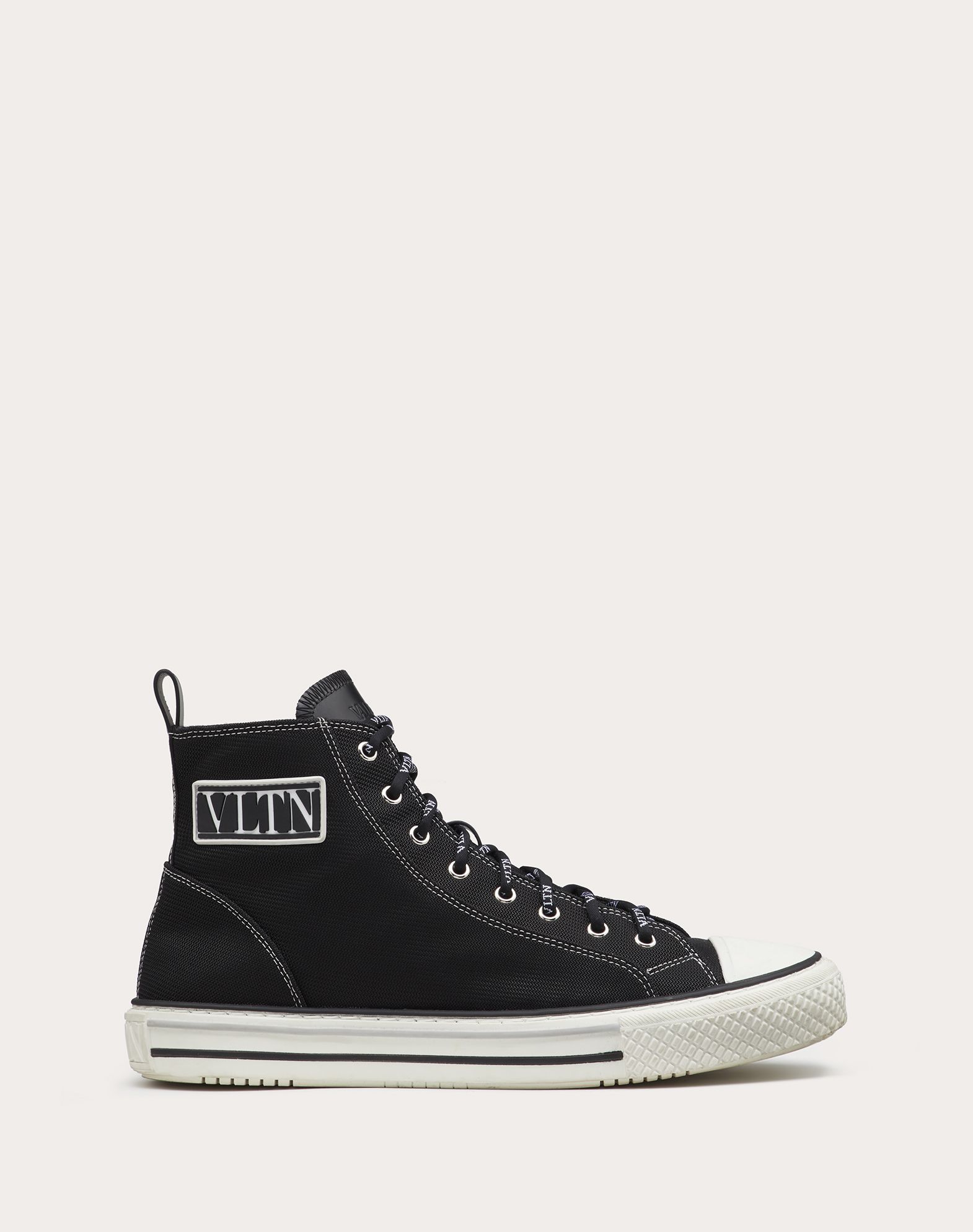 Valentino Garavani Giggies High-Top Fabric Sneaker In Black  display picture 1