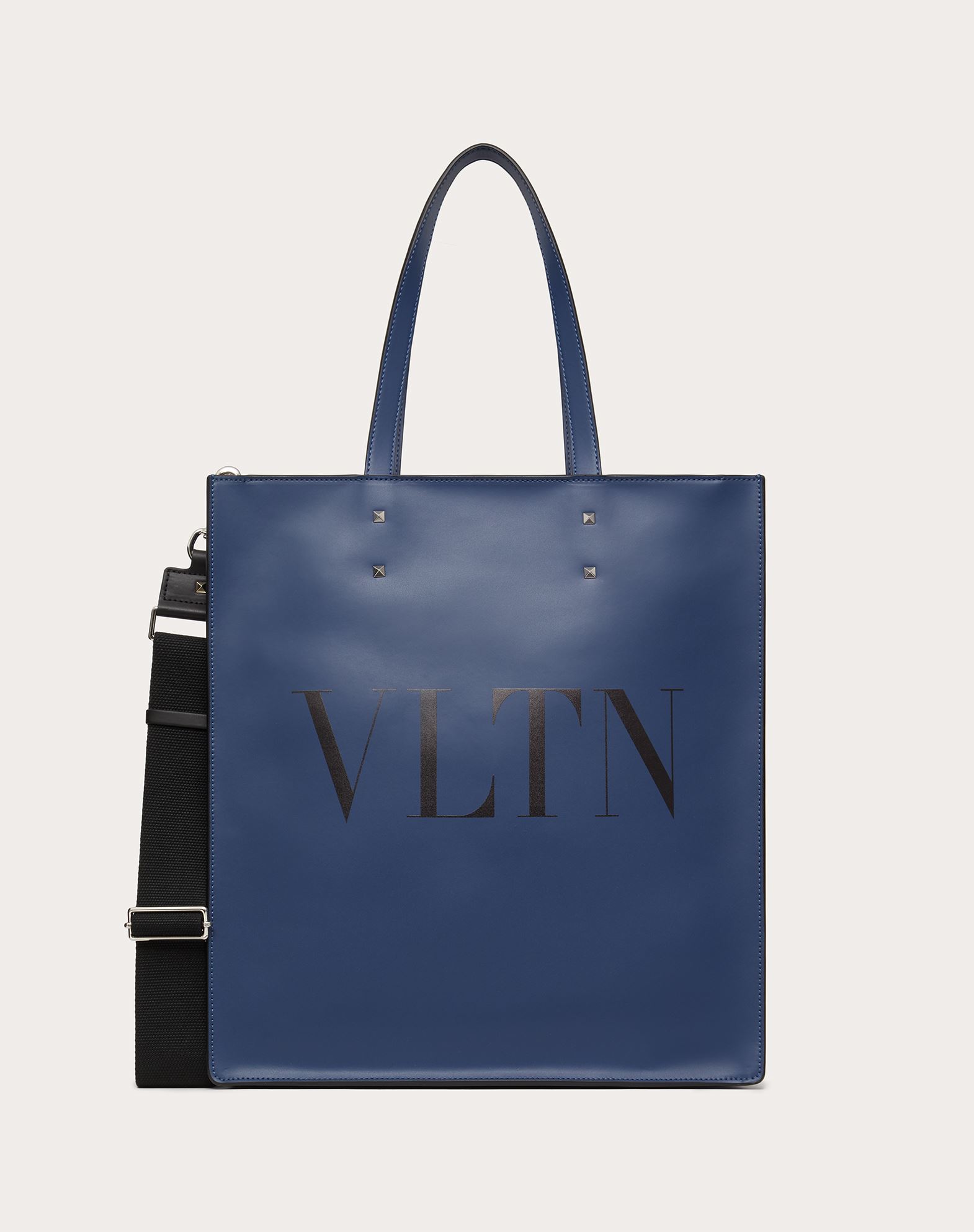 Valentino Garavani Vltn Leather Tote Bag In Indigo - 30% Off
