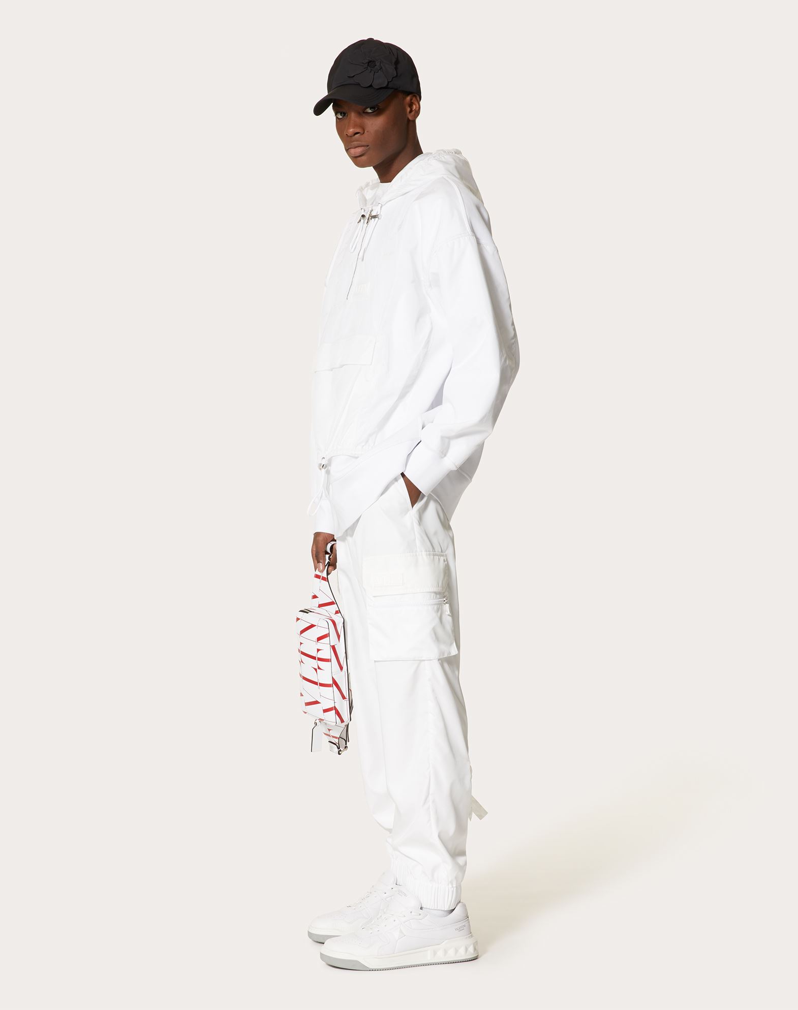 Valentino Garavani Nylon Cargo Pants With Vltn Tag In White - 40 