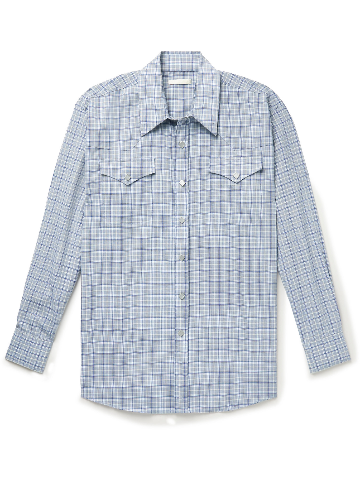 Our Legacy Ranch Oversized Checked Woven Western Shirt M In Blue 
