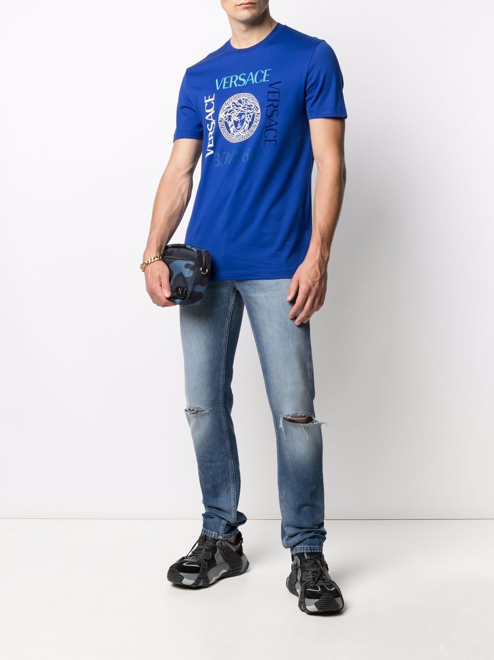 VERSACE Distressed-Effect Straight-Leg Jeans