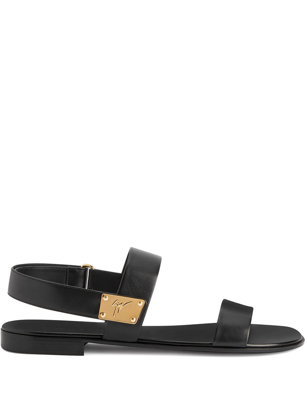 Giuseppe Zanotti Size 45 Black/Gold Men’s Sandals Giuseppe Zanotti Homme Zak flat sandals black with silver on  main image 2