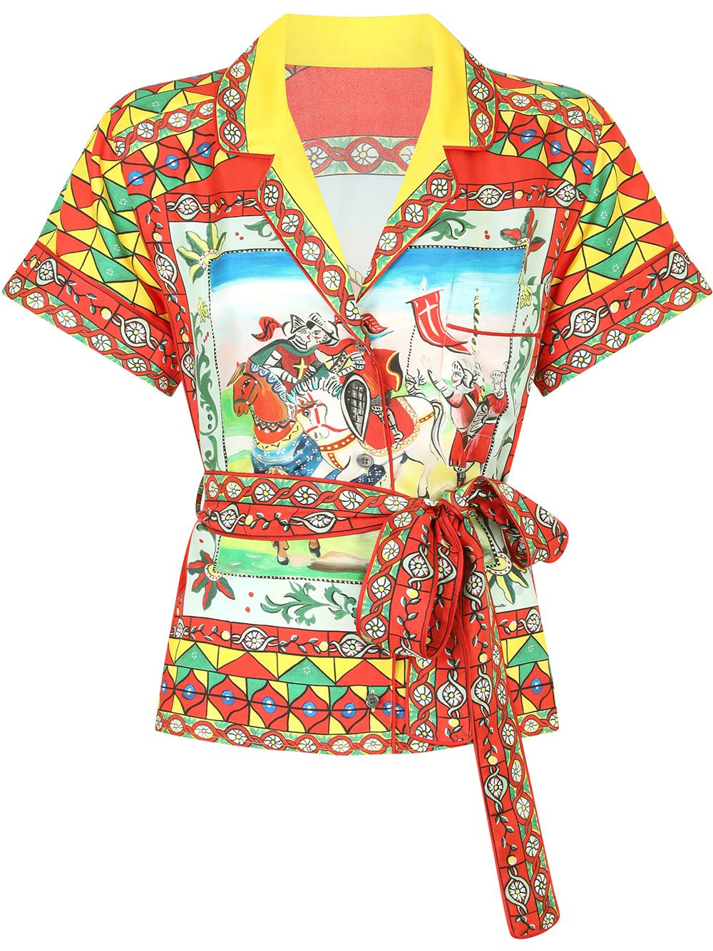 DOLCE & GABBANA Dolce & Gabbana Carretto-Print Belted Shirt