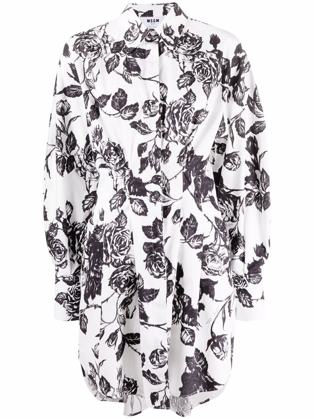 MSGM Floral Print Shirt Dress
