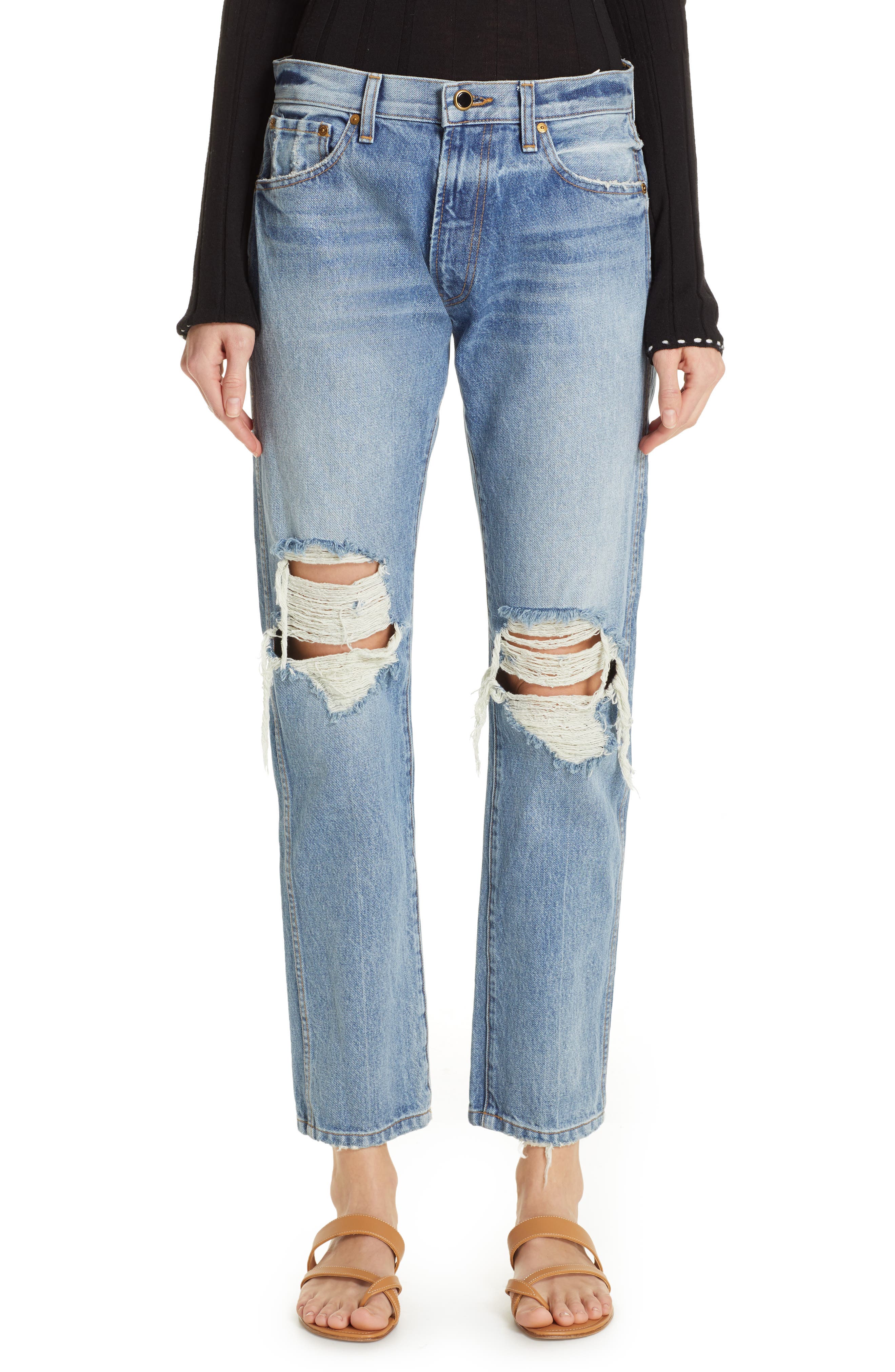 Khaite Kyle Ripped Relaxed Jeans 