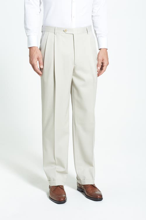 BERLE Berle Pleated Classic Fit Wool Gabardine Trousers