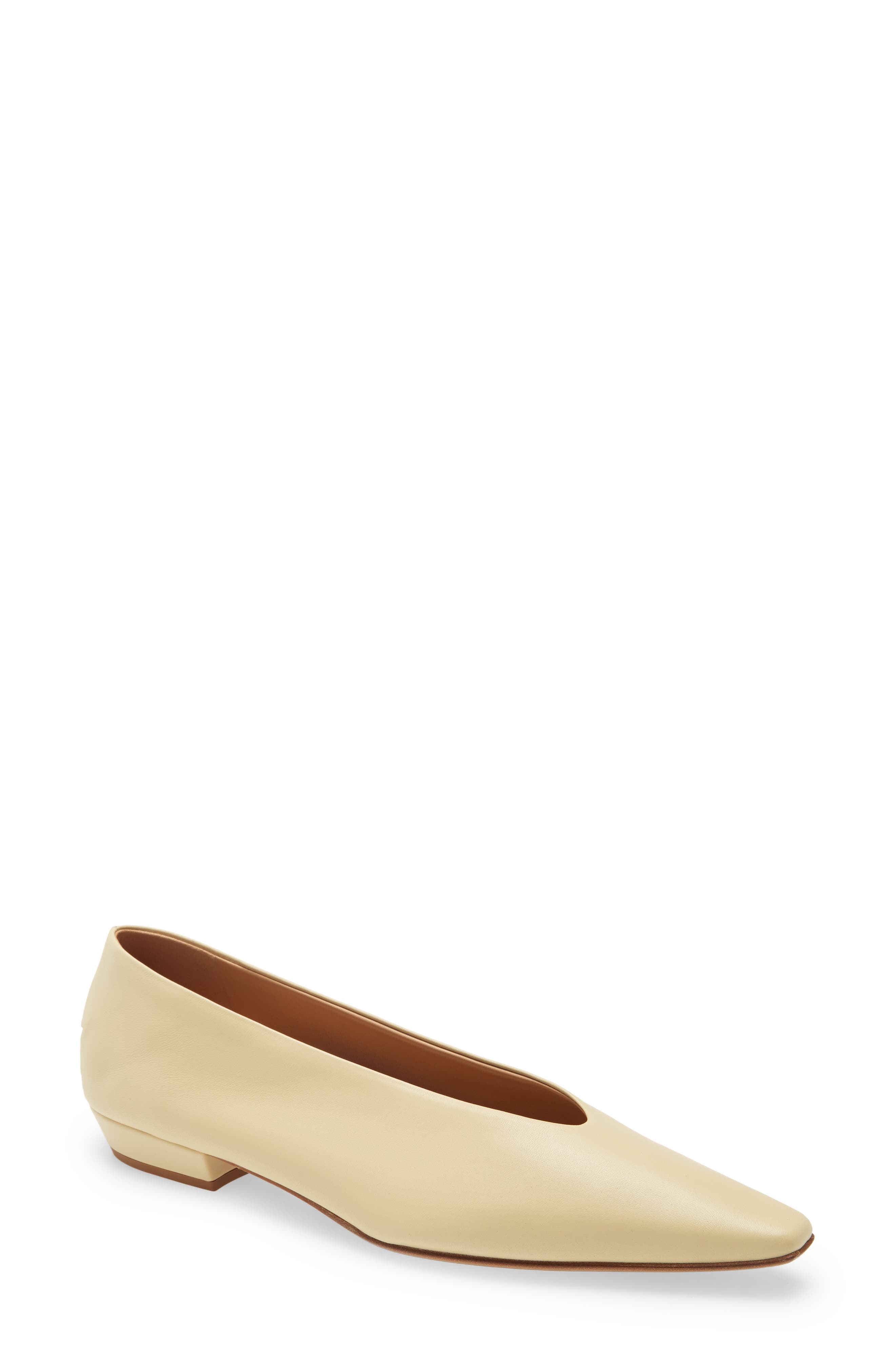 Bottega Veneta Almond Toe Leather Flat - Butter | Editorialist