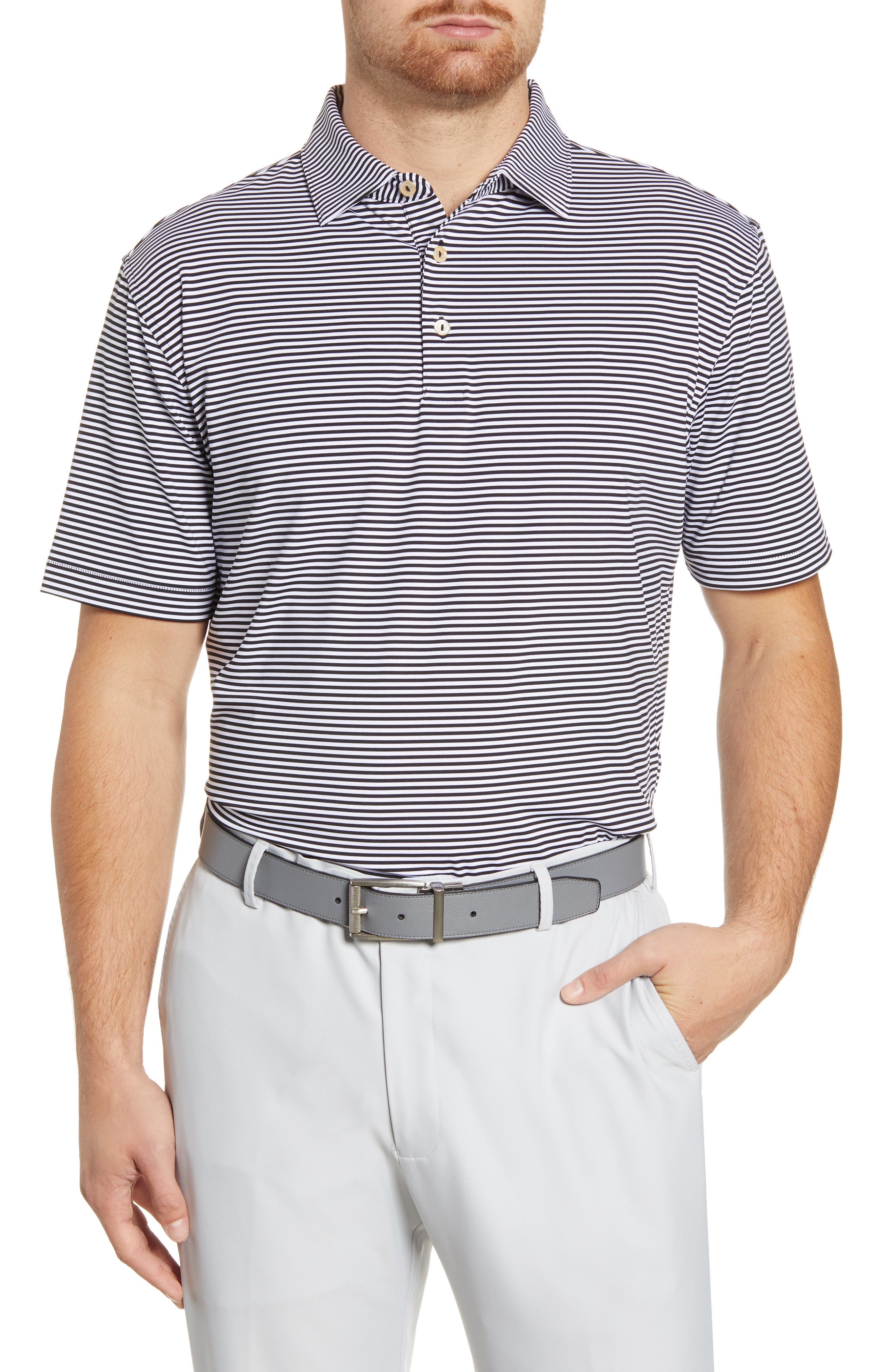 striped performance polo