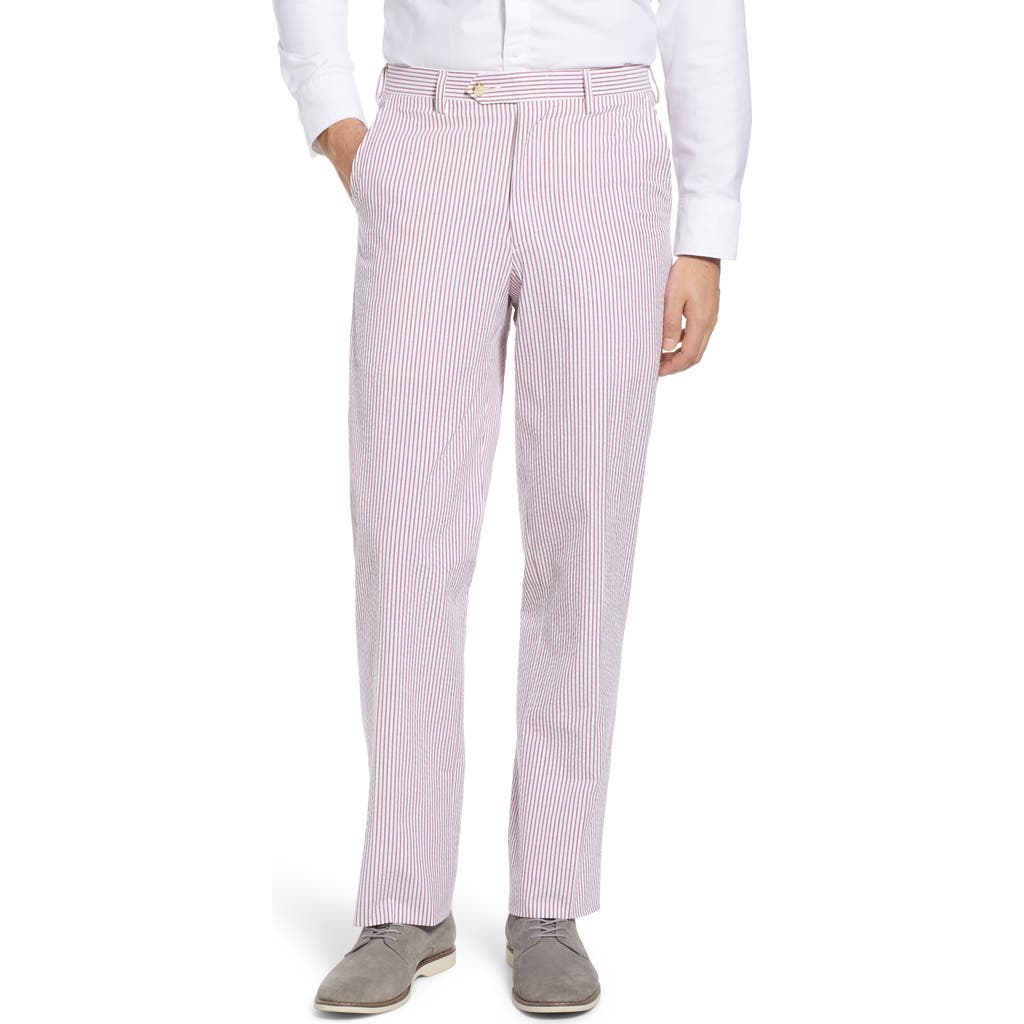 BERLE Berle Flat Front Stripe Cotton Seersucker Pants