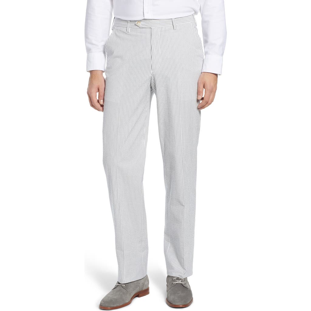 BERLE Berle Flat Front Stripe Cotton Seersucker Pants