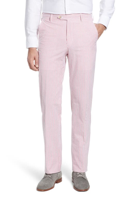 BERLE Berle Flat Front Stripe Cotton Seersucker Pants