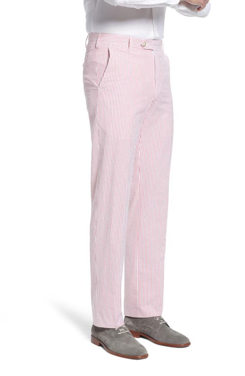 BERLE Berle Flat Front Stripe Cotton Seersucker Pants