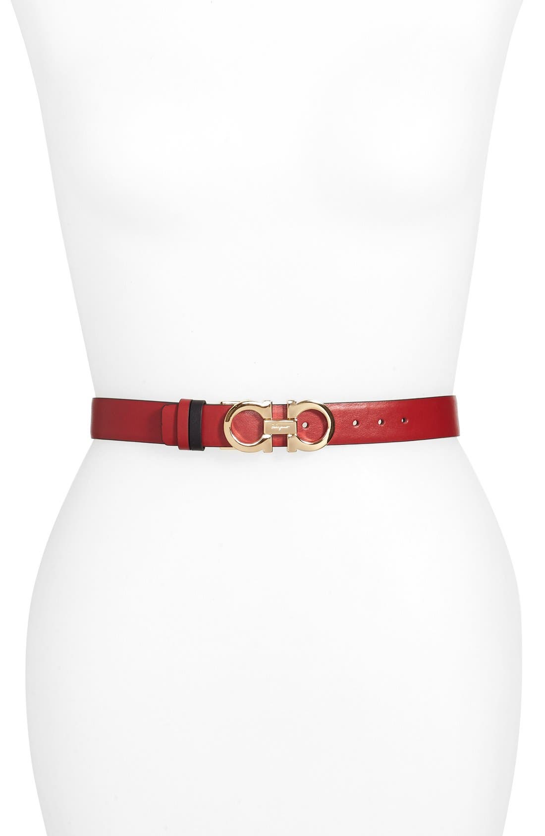 Ferragamo Ceylon Reversible Leather Belt - Rosso/Nero  display picture 2