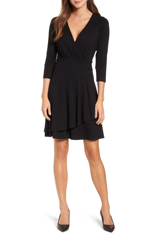KAREN KANE Karen Kane Faux-Wrap Drape Dress