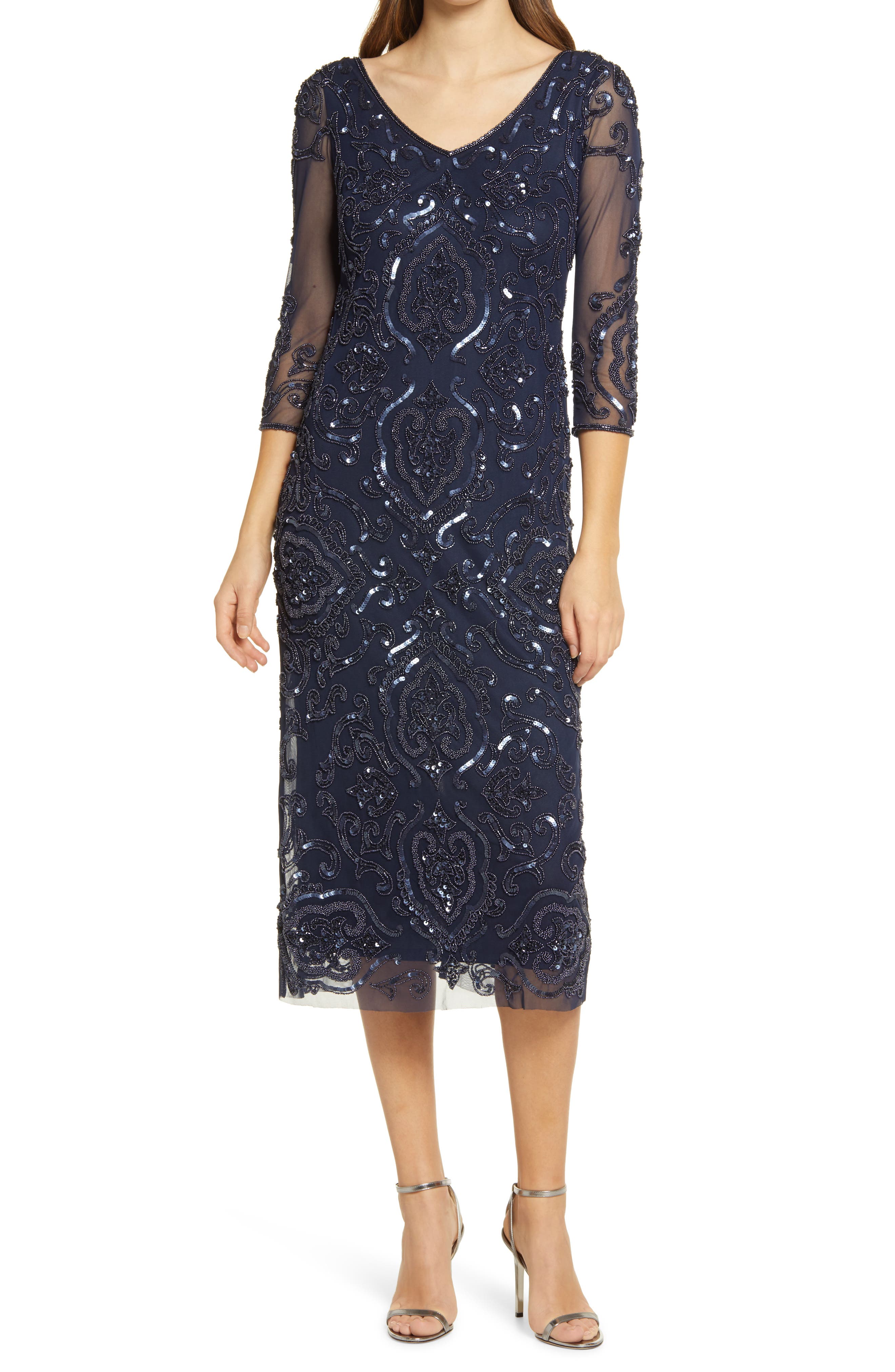 Sequin \u0026 Beaded Cocktail Sheath Dress 