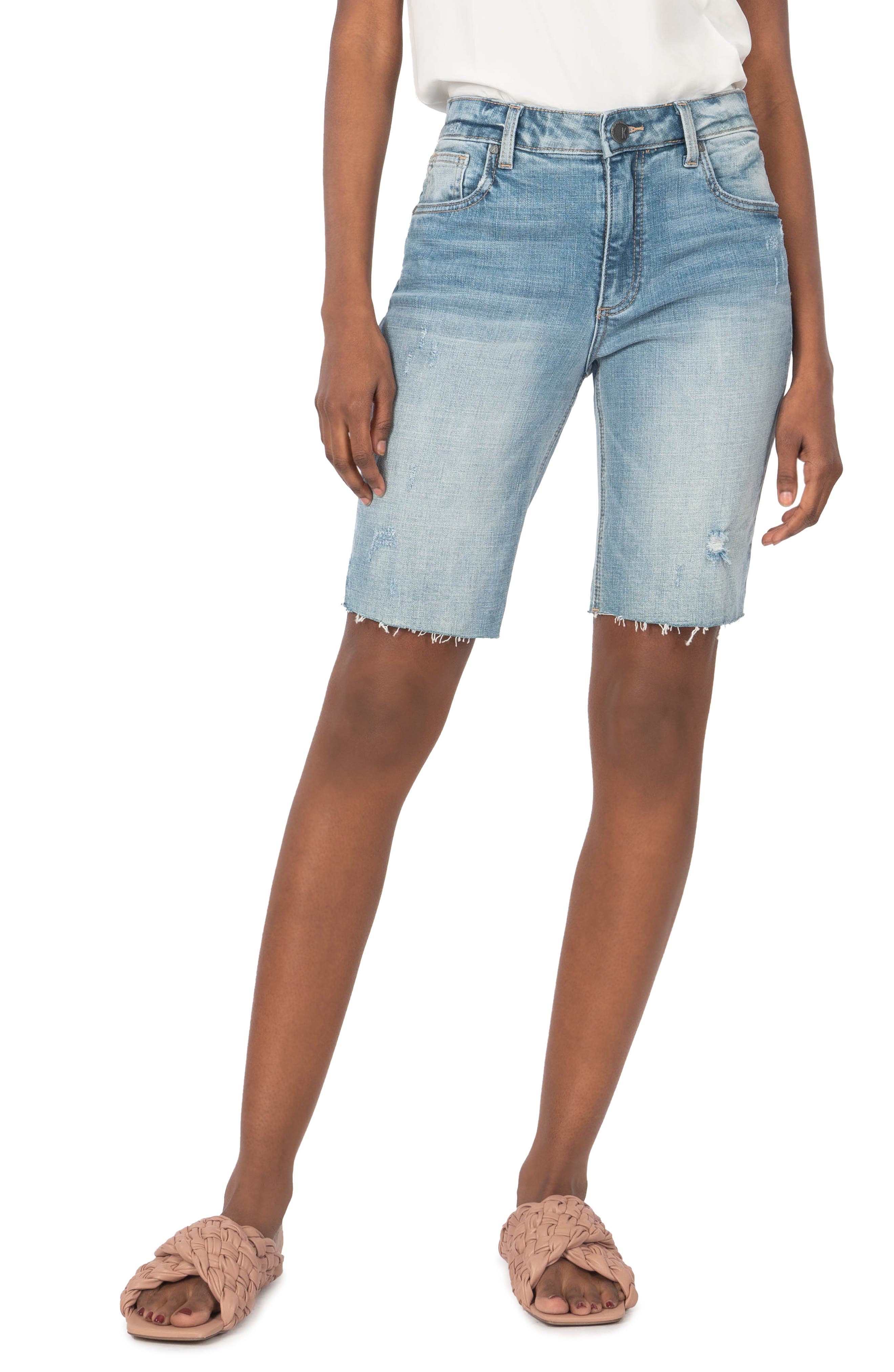Sophie Distressed Denim Bermuda Shorts 