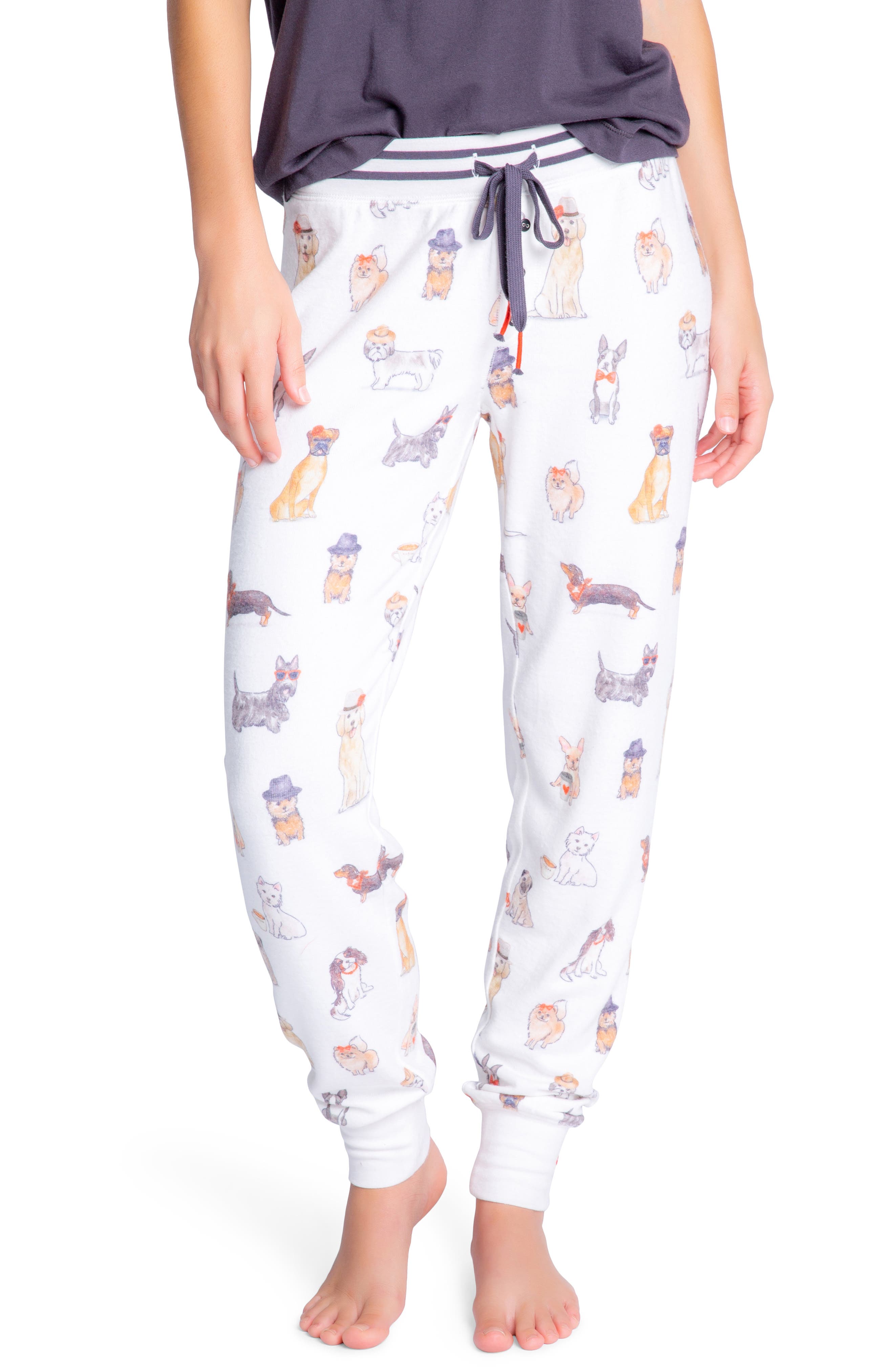 Pj Salvage Coffee Canines Pajama Pants In Ivory 40% Off