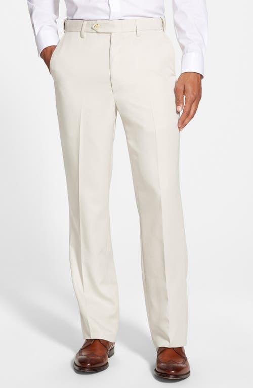 BERLE Berle Self Sizer Waist Flat Front Classic Fit Microfiber Trousers