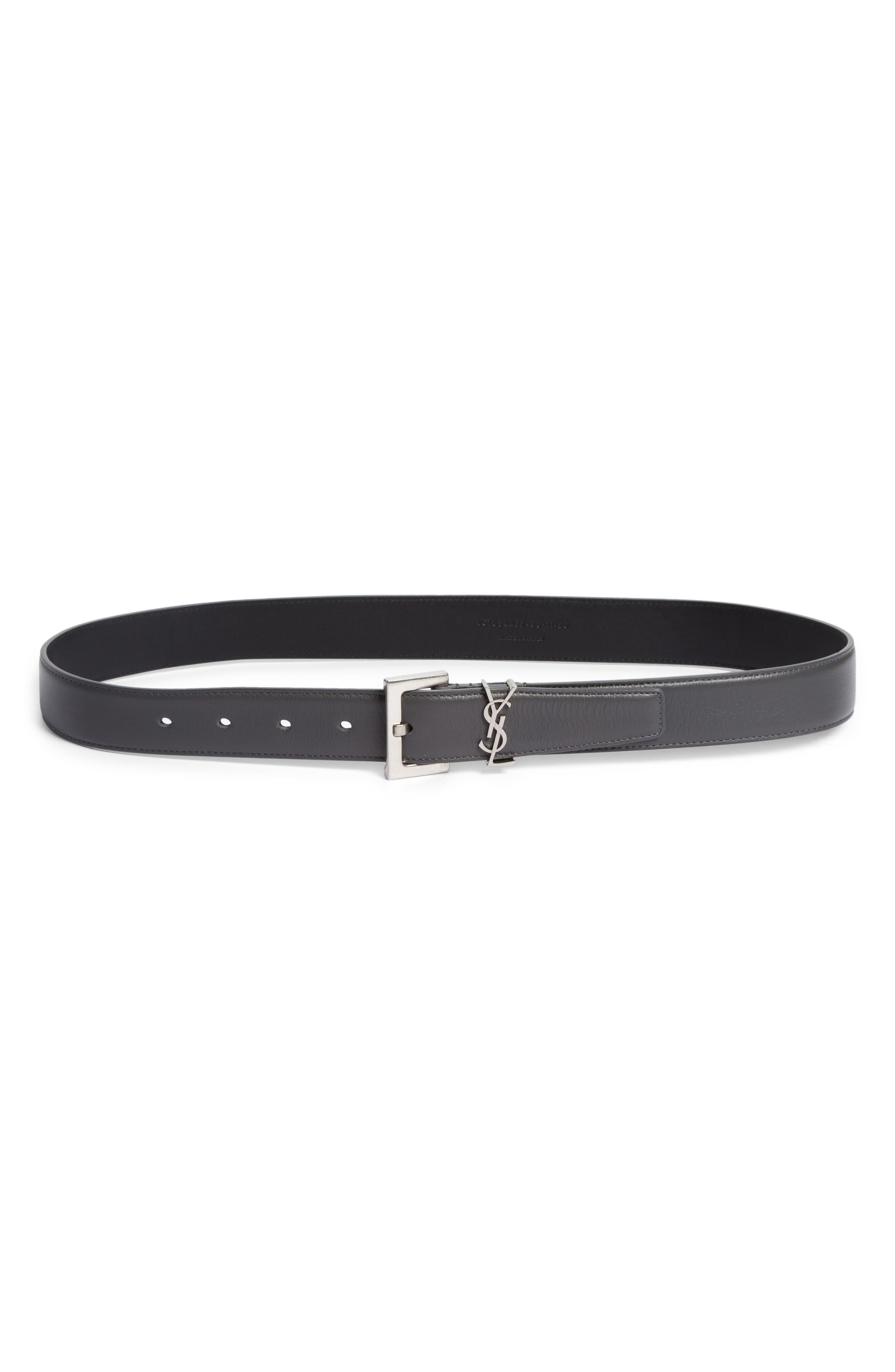 Saint Laurent NEW laque YSL monogram leather belt
