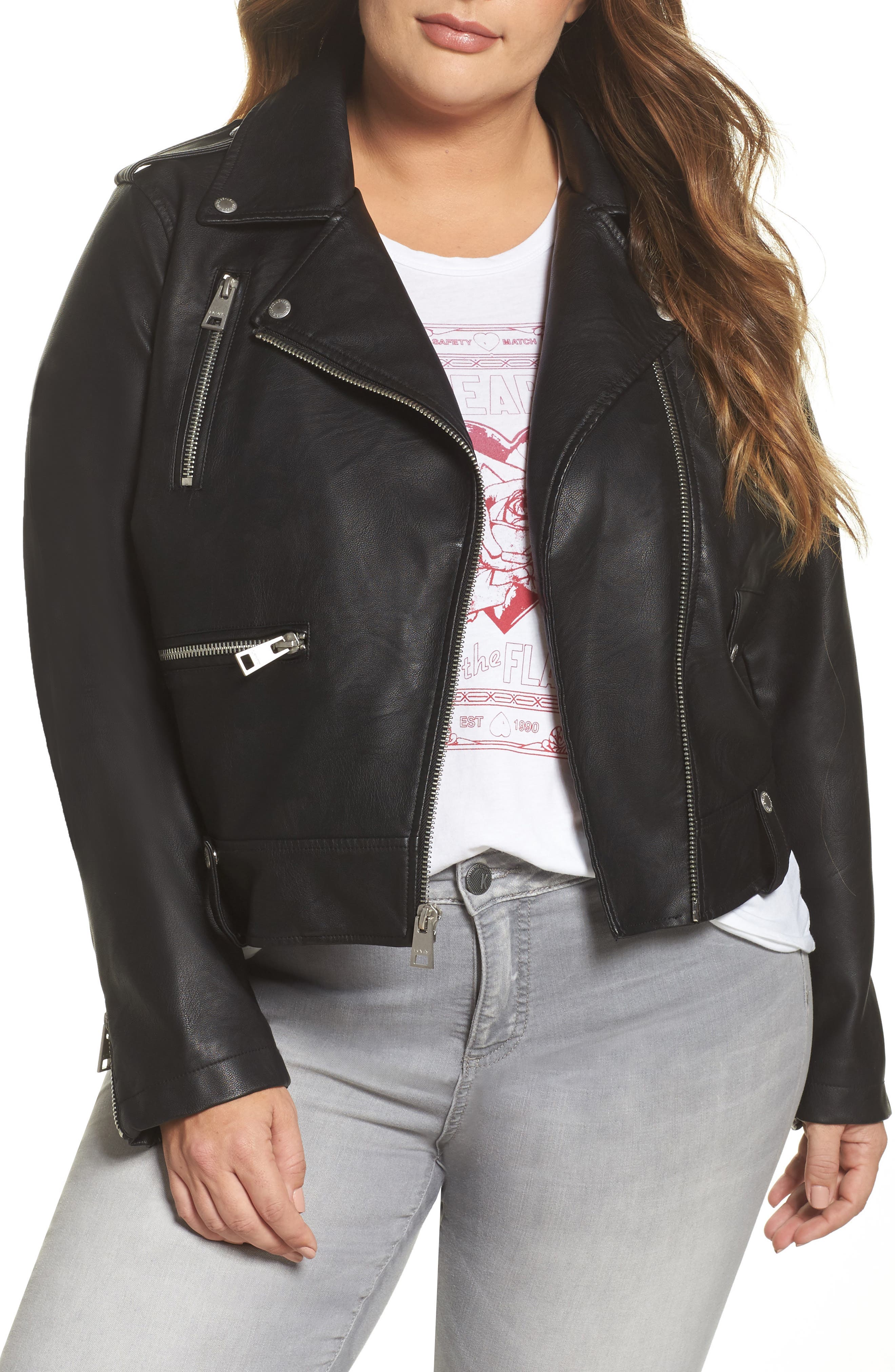 plus size faux moto jacket