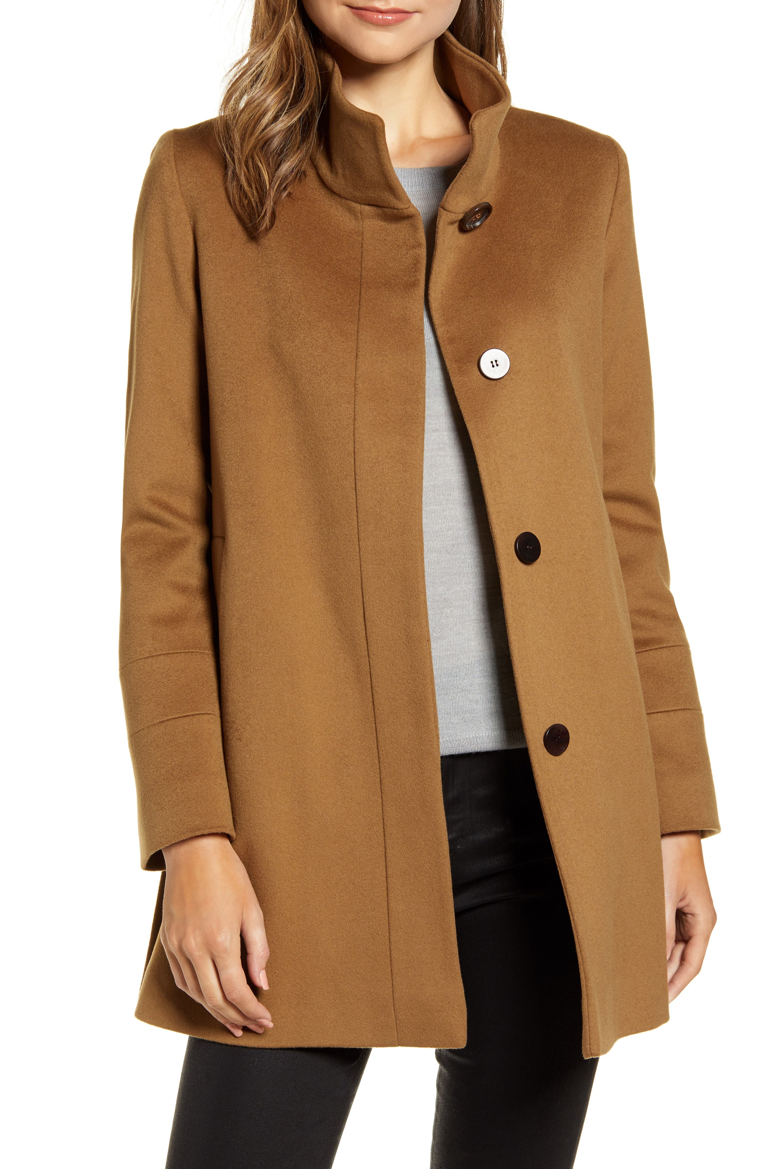 camel wool car coat